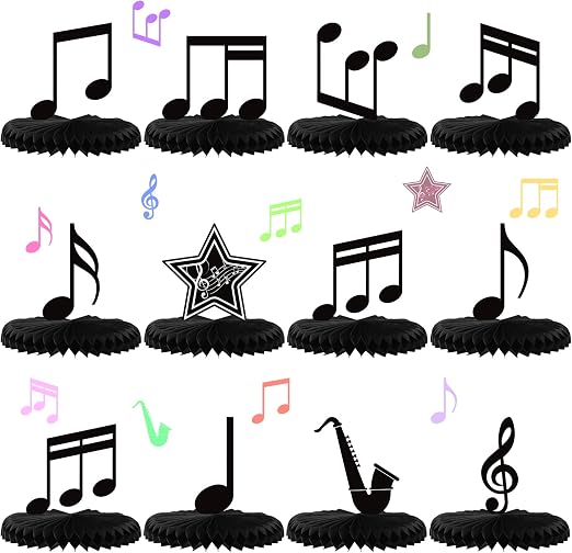 Amazon.com: 12 Pcs Music Notes Honeycomb Centerpieces Music Party ...