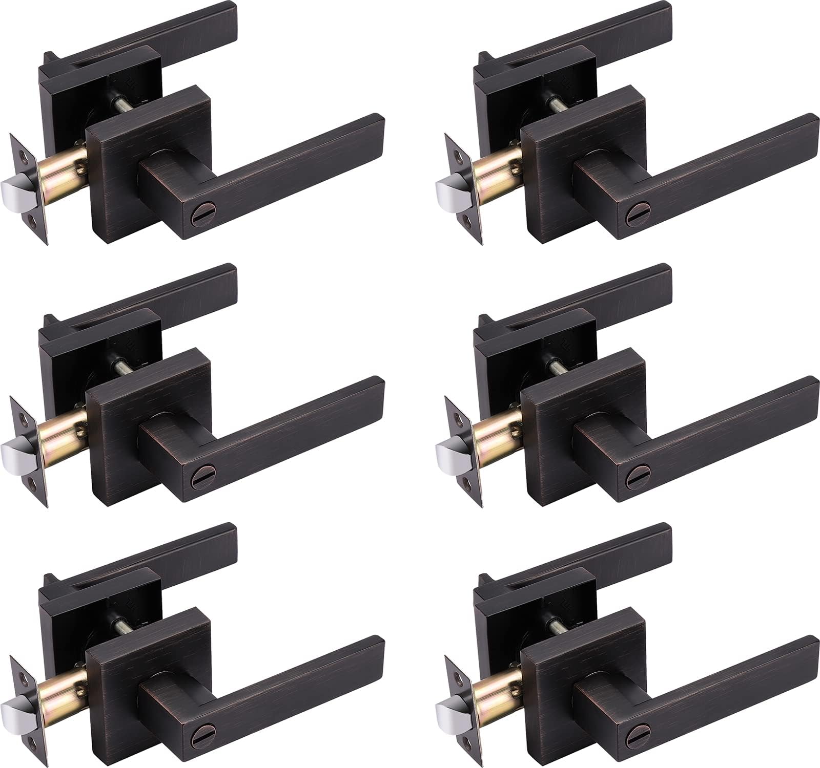 MONKEMON 3 Pack Black Door Handle Wave Style Privacy Door Lever for ...