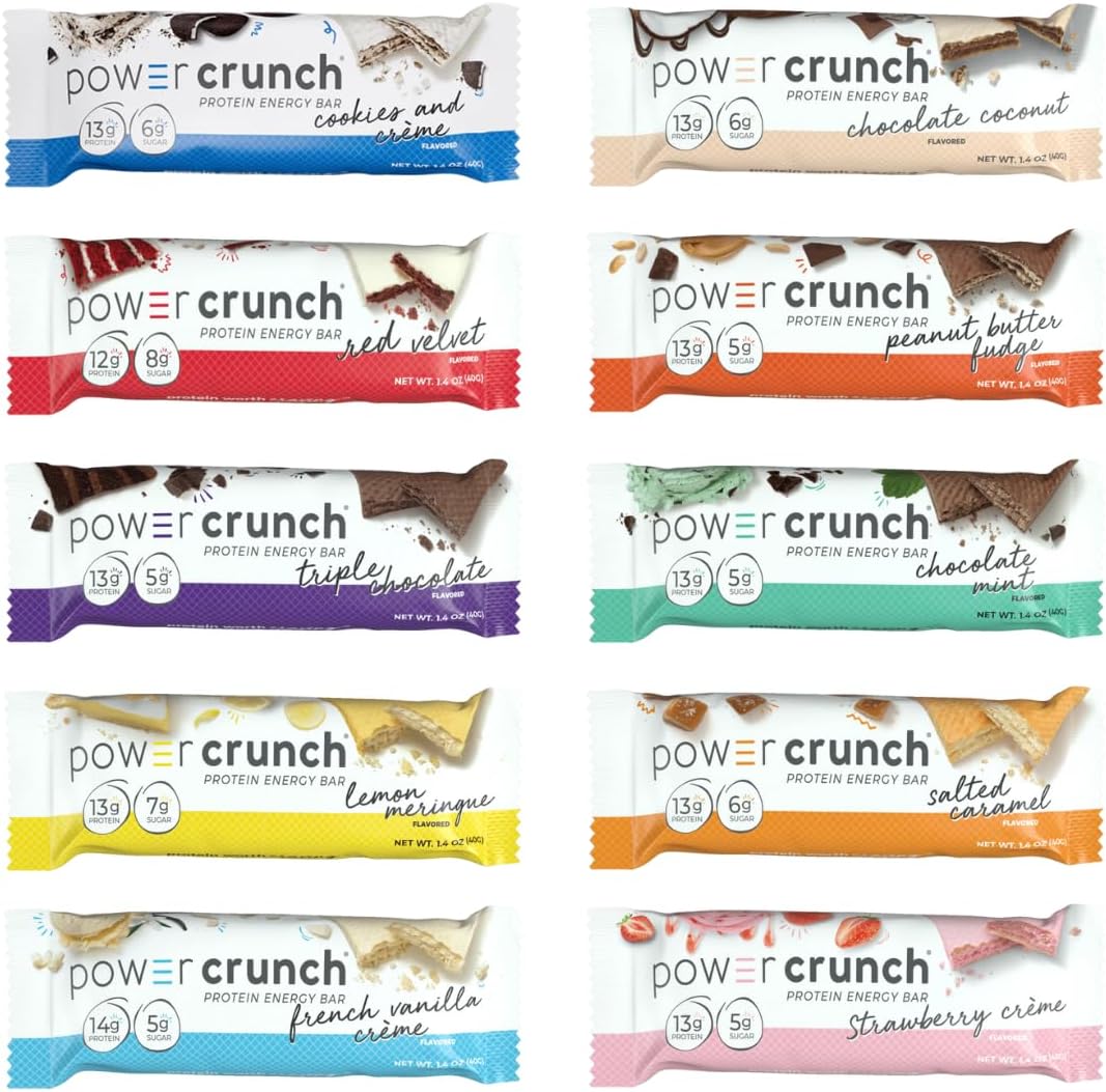 Amazon.com : Power Crunch Whey Protein Bars, Variety Sampler Pack - 10 ...
