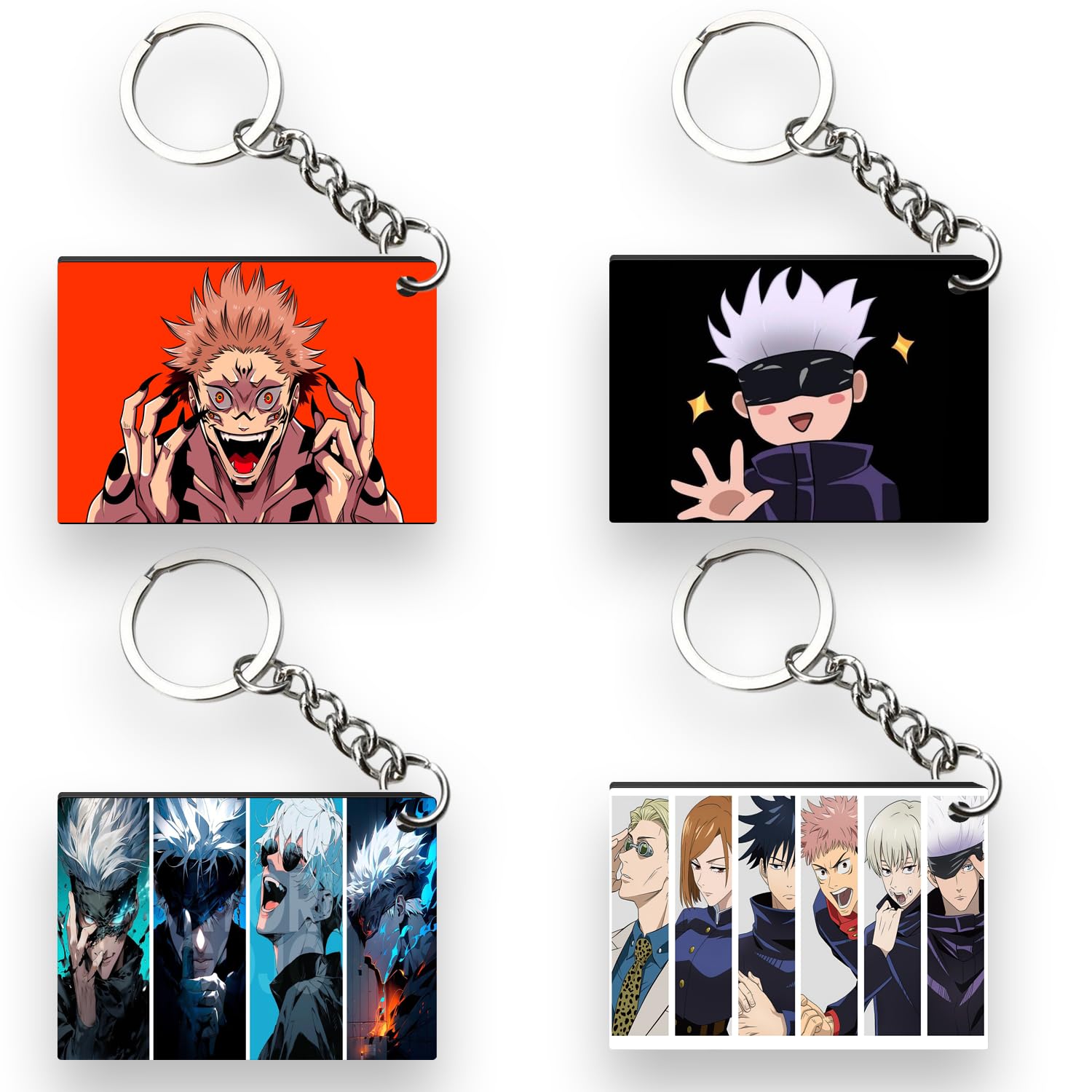 Buy MANGA SHOP Jujutsu Kaisen Anime 4 Keychain Set – Gojo, Sukuna ...