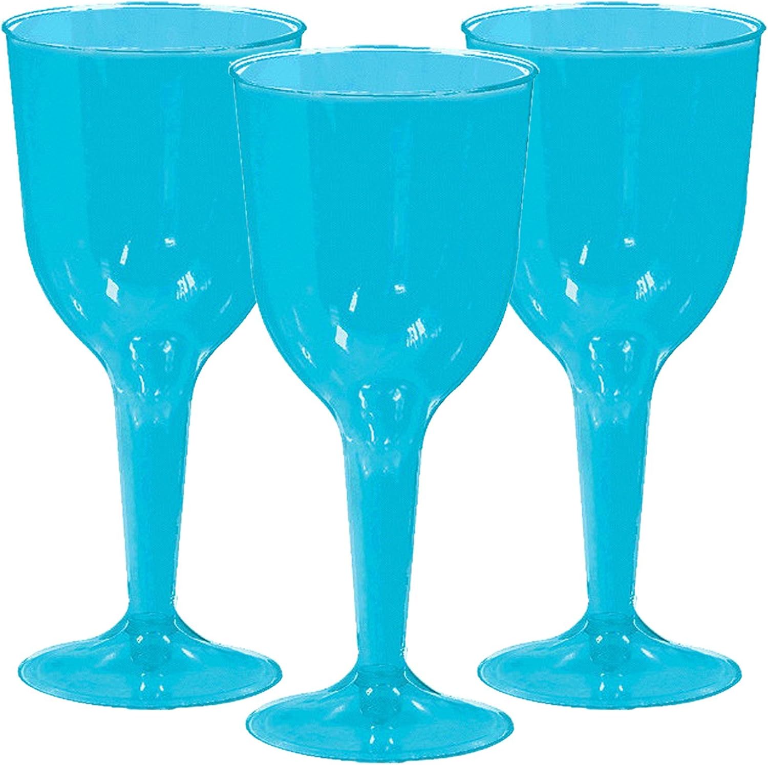Amazon.com | Amscan Plastic Wine Glass, 10 ounces, Caribbean Blue: Wine ...