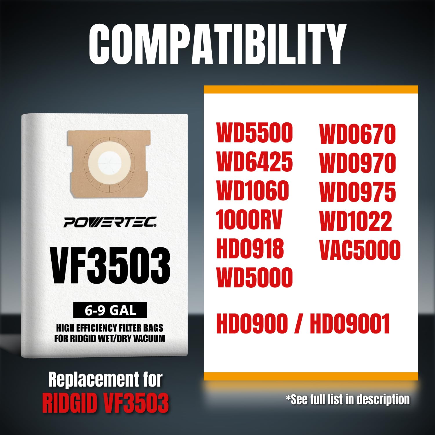 Snapklik.com : POWERTEC VF3503 Size B Shop Vac Bags For Ridgid 2 Pack ...