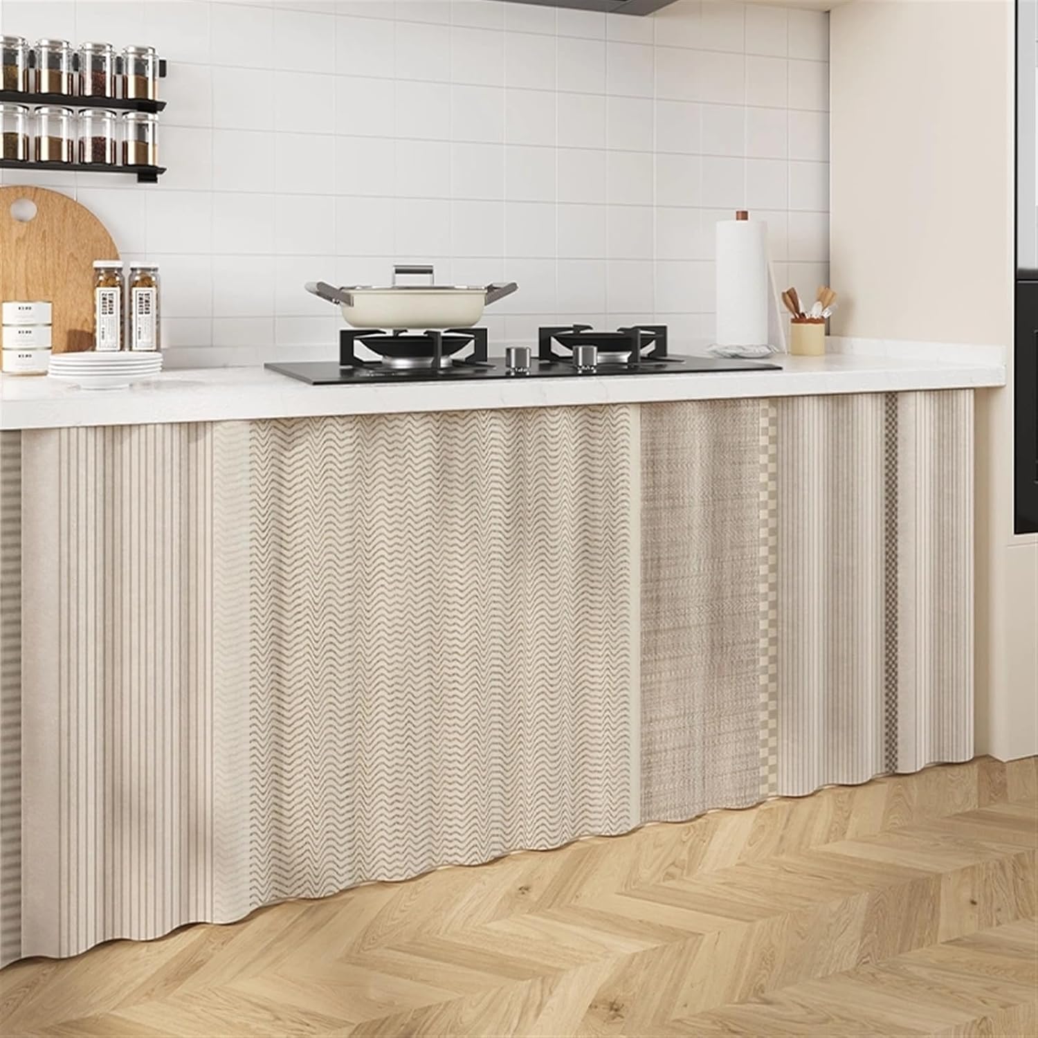 Liveinu Cabinet Curtains for Kitchen Cabinet, Bathroom, Dustproof Curtain for Shelves, Under ...