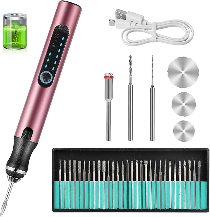 Electric Engraving Tool Kit, 300mAh USB Rechargable Engraving Pen Mini ...