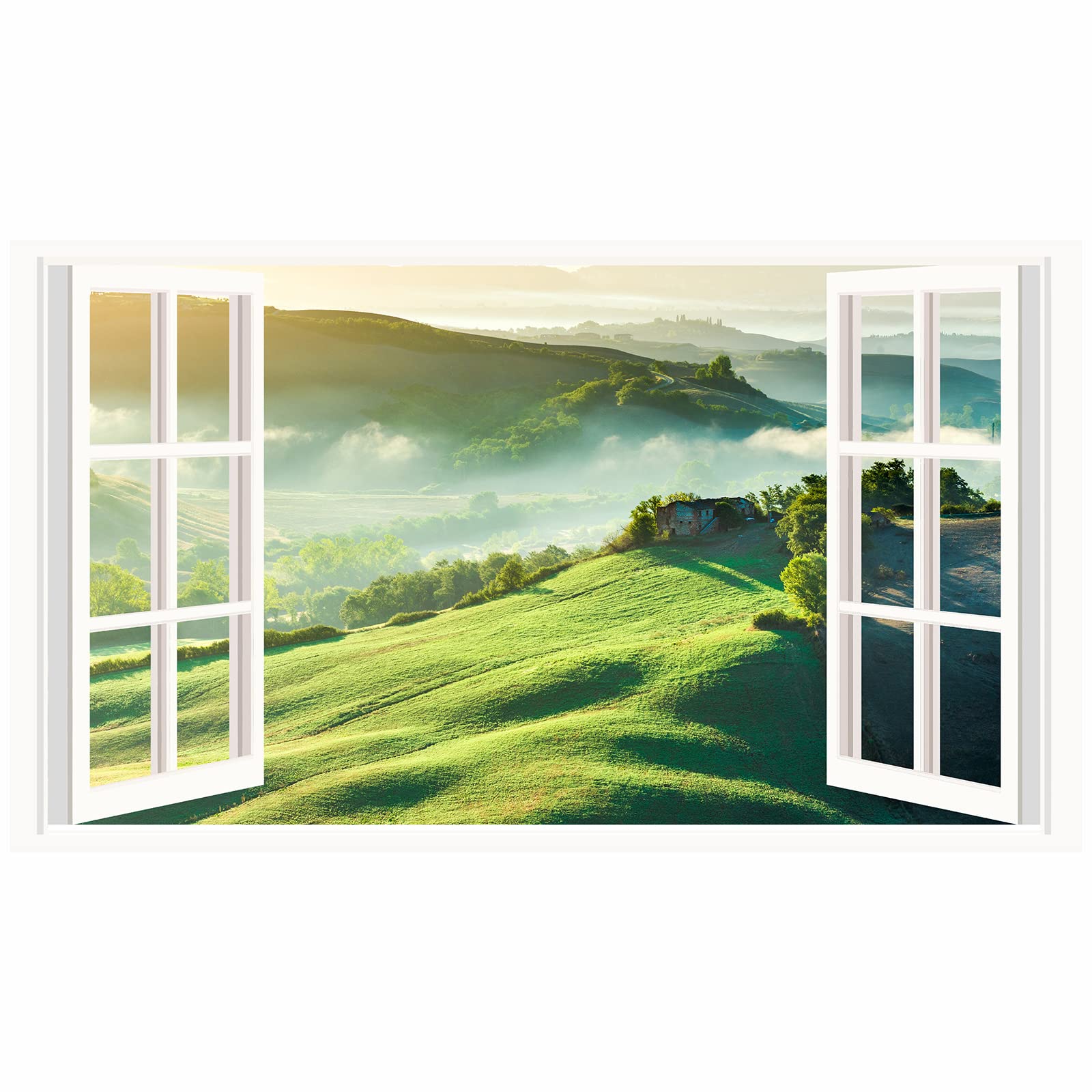 Amazon.com: Mountain View Wall Stickers 3D Fake Window Wall Stickers ...