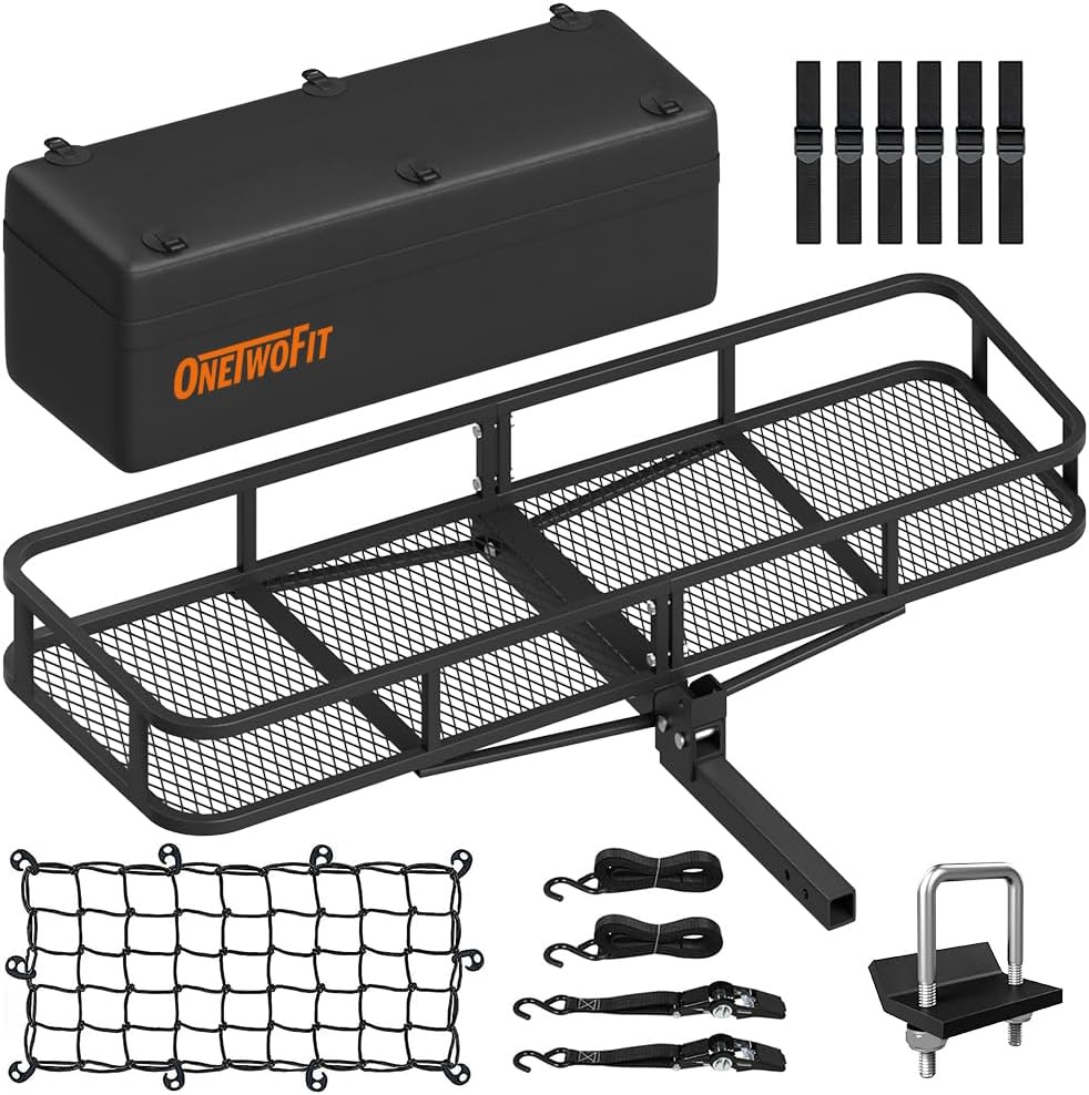 Amazon.com: ONETWOFIT Hitch Mount Cargo Carrier, 60x20x6 Folding Hitch ...