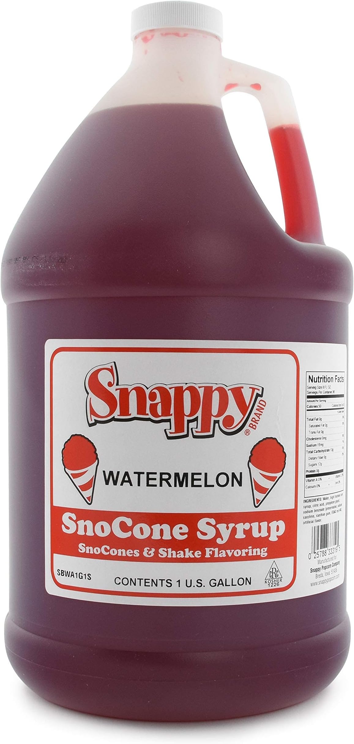 Amazon.com : Snappy Popcorn Snappy Snow Conce Syrup 1 Gallon ...