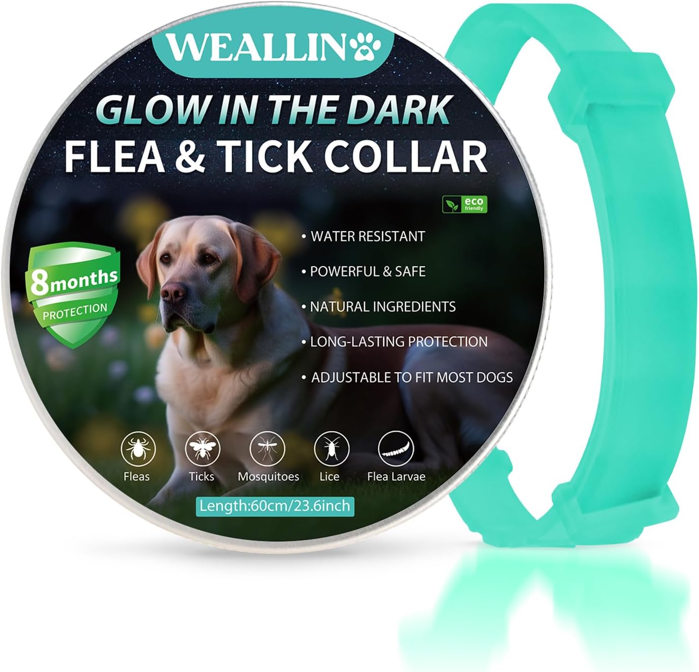 WEALLIN Glow Repellent Collar for Dogs Repellent, Built-in Pant-Based ...