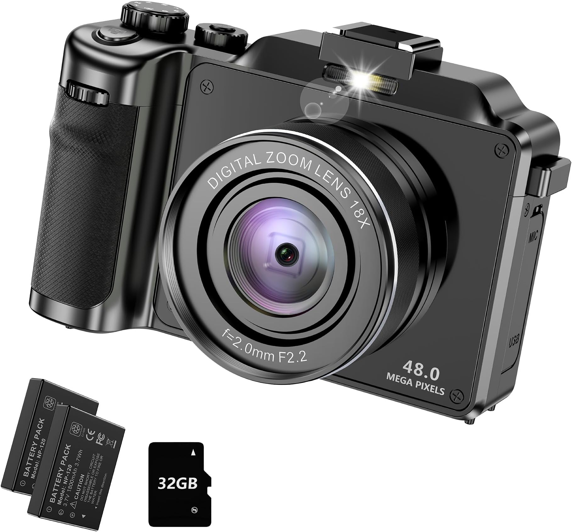 Amazon.com : Cameras for Photography, 4K Digital Camera Anti-Shake 48MP ...