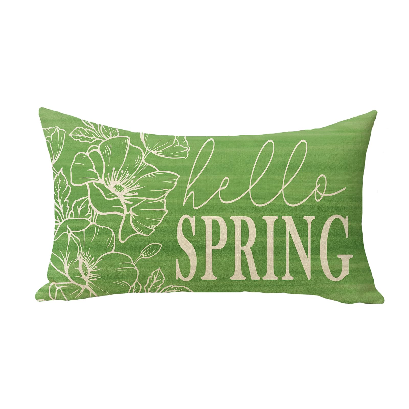 Amazon.com: Fjfz Hello Spring Green Lumbar Decorative Throw Pillow ...