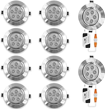 MEGALUZ Paquete 10,Lampara de techo, Plafon Led, 105mm, Luminario De Led 5w Empotrar Dirigible ...