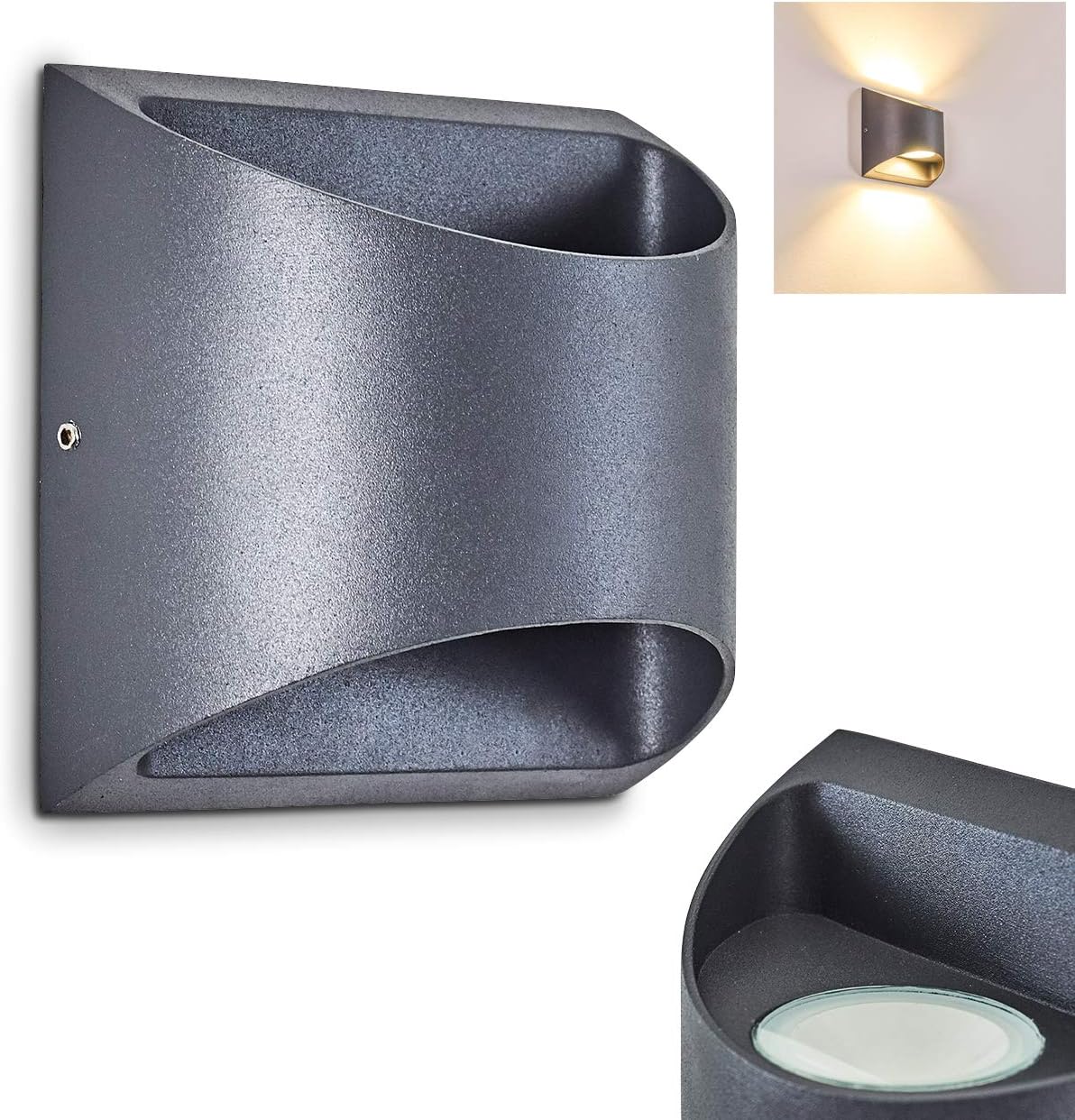 LED Outdoor Wall lamp Vikom, Half-Round Wall lamp Made of Metal/Glass ...