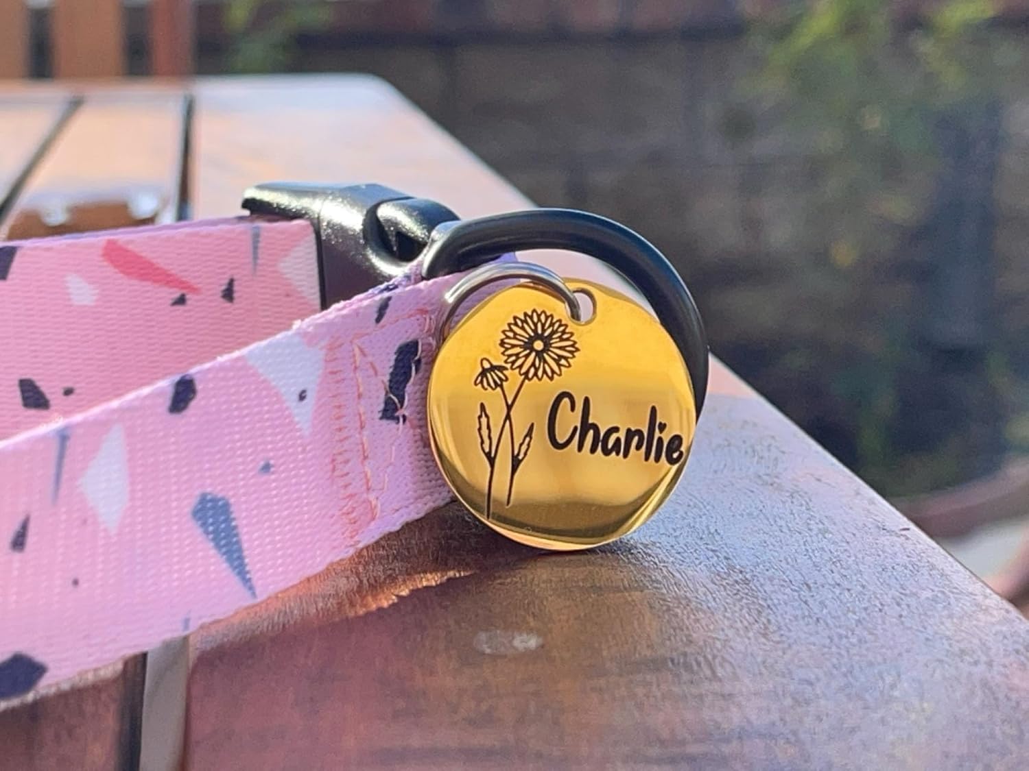 Dogs Cats ID Tags Personalized Designed Birth Month Flower Pets Collar ...