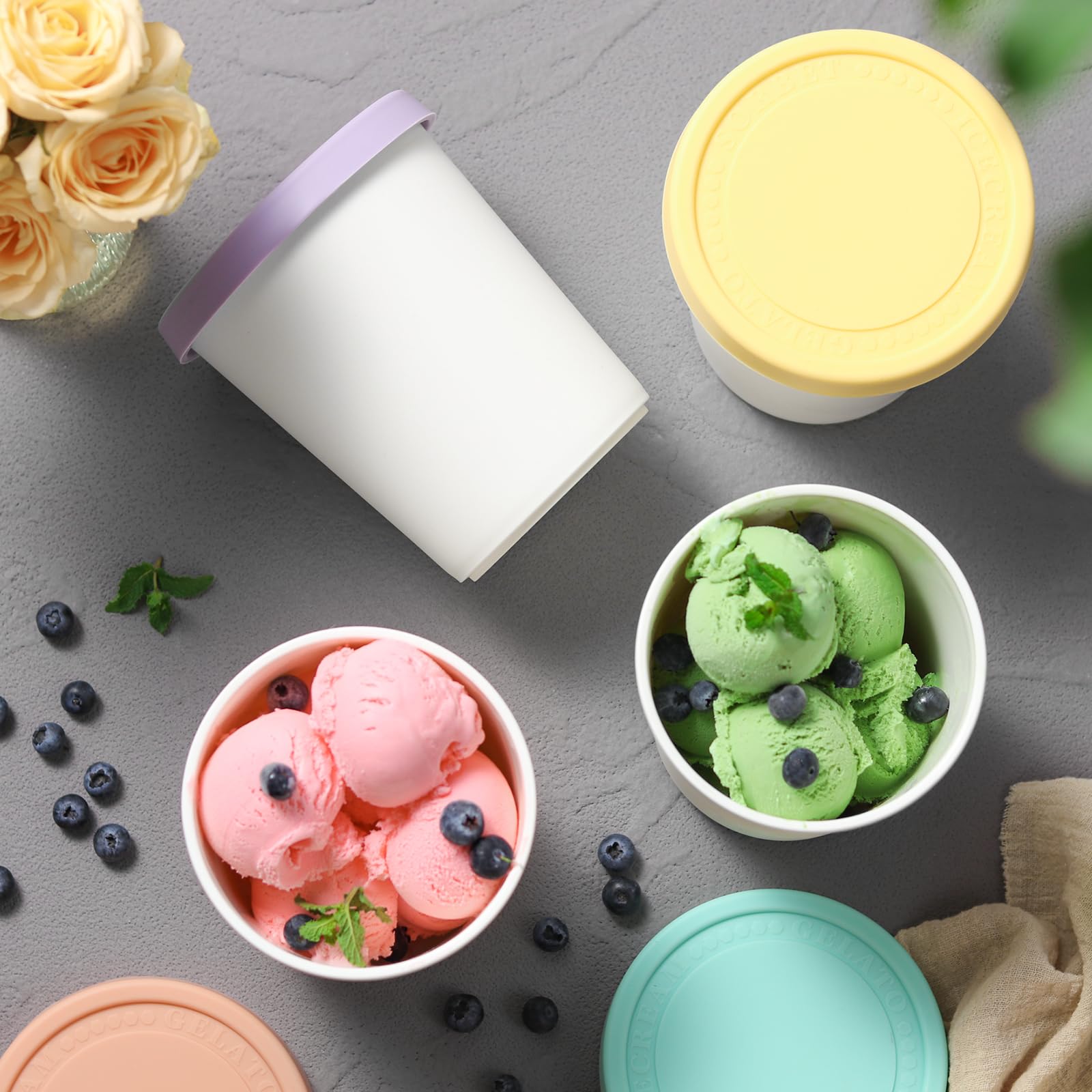 Snapklik.com : Ice Cream ContainersSet Of 4 Ice Cream Containers For ...
