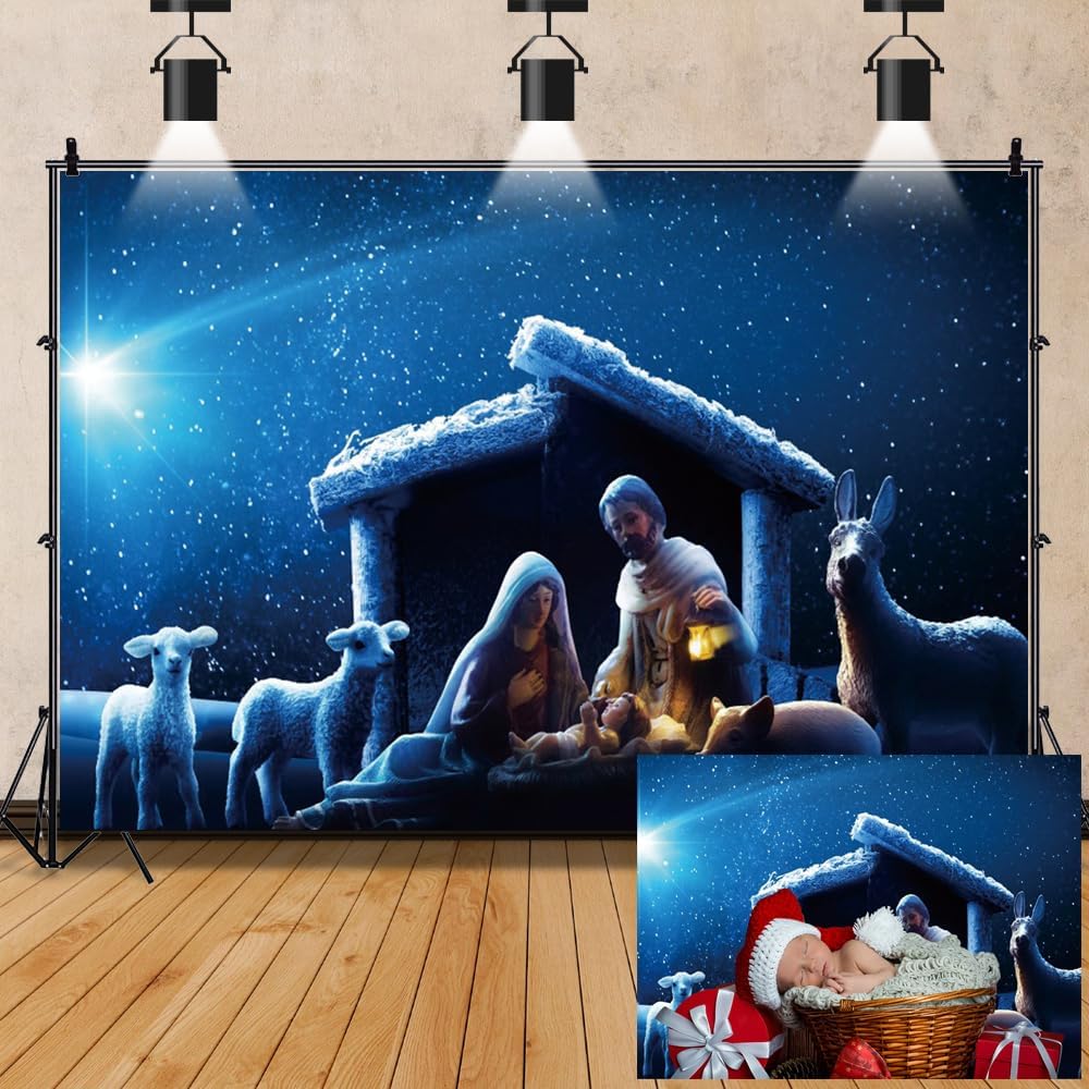 Amazon.com : OFILA Christmas Backdrop 10x8FT Birth of Jesus Nativity ...