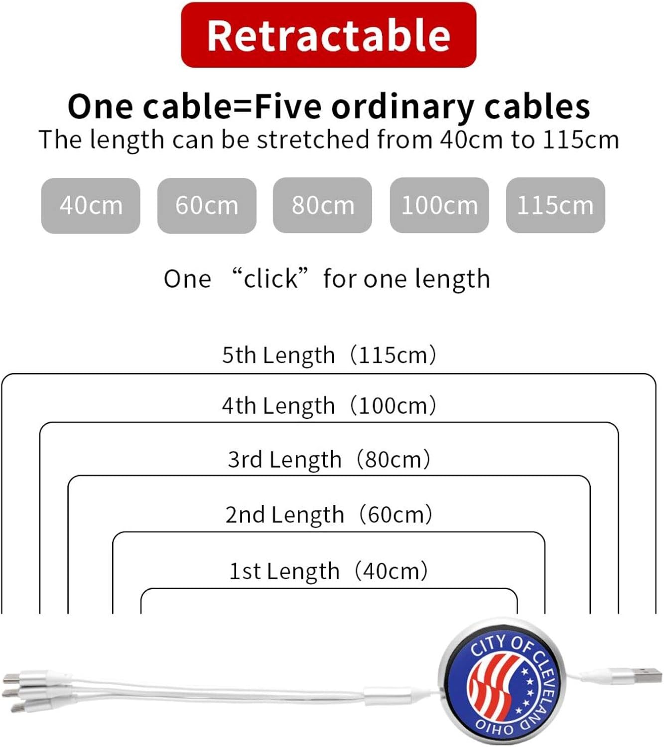 4ft 3 in 1 Multiple Charger Cord Adapter Micro USB Port Compatible Cell ...