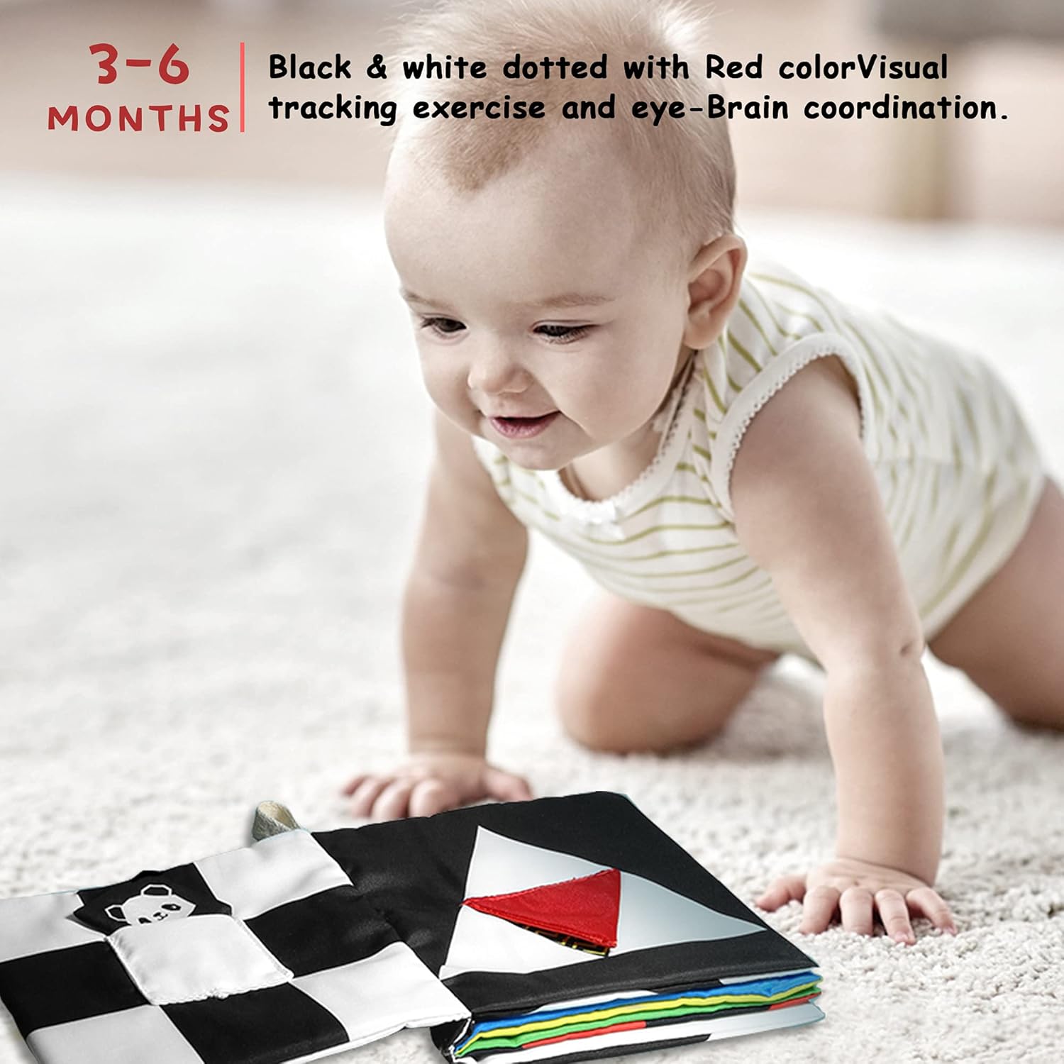 Richgv Black & White Baby Soft Book Toys. Interactive 3D Cloth Book for ...