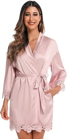 RSLOVE Dam kimono morgonrock morgonrock satin badrock slik bröllop ...