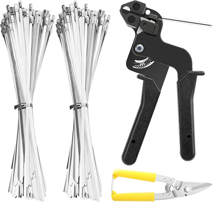 Amazon.com: Metal Zip Ties Tool Kits Heavy Duty Zip Ties Gun with ...