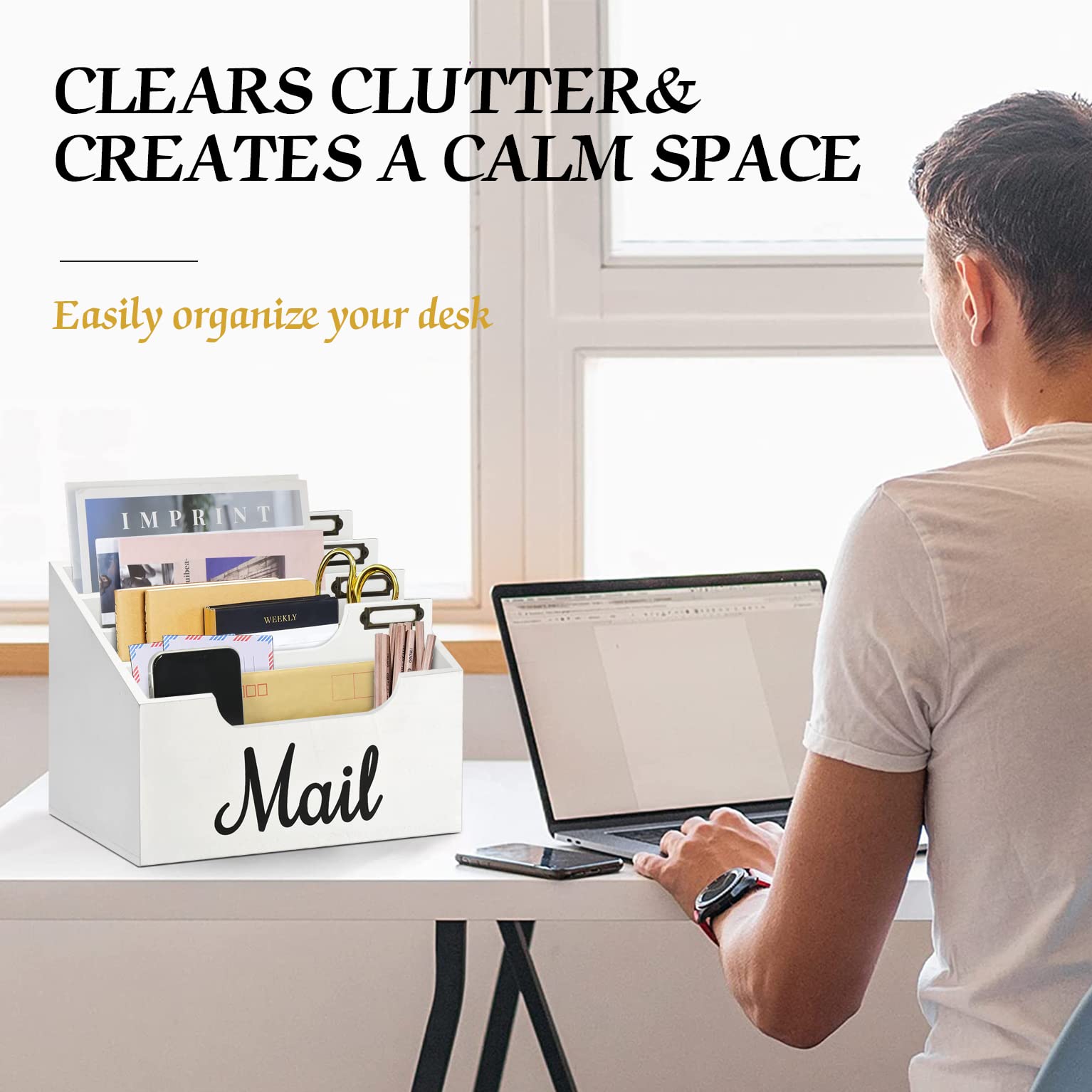 Snapklik.com : Rustic Mail Organizer Letter Sorter For Counter, Mail ...