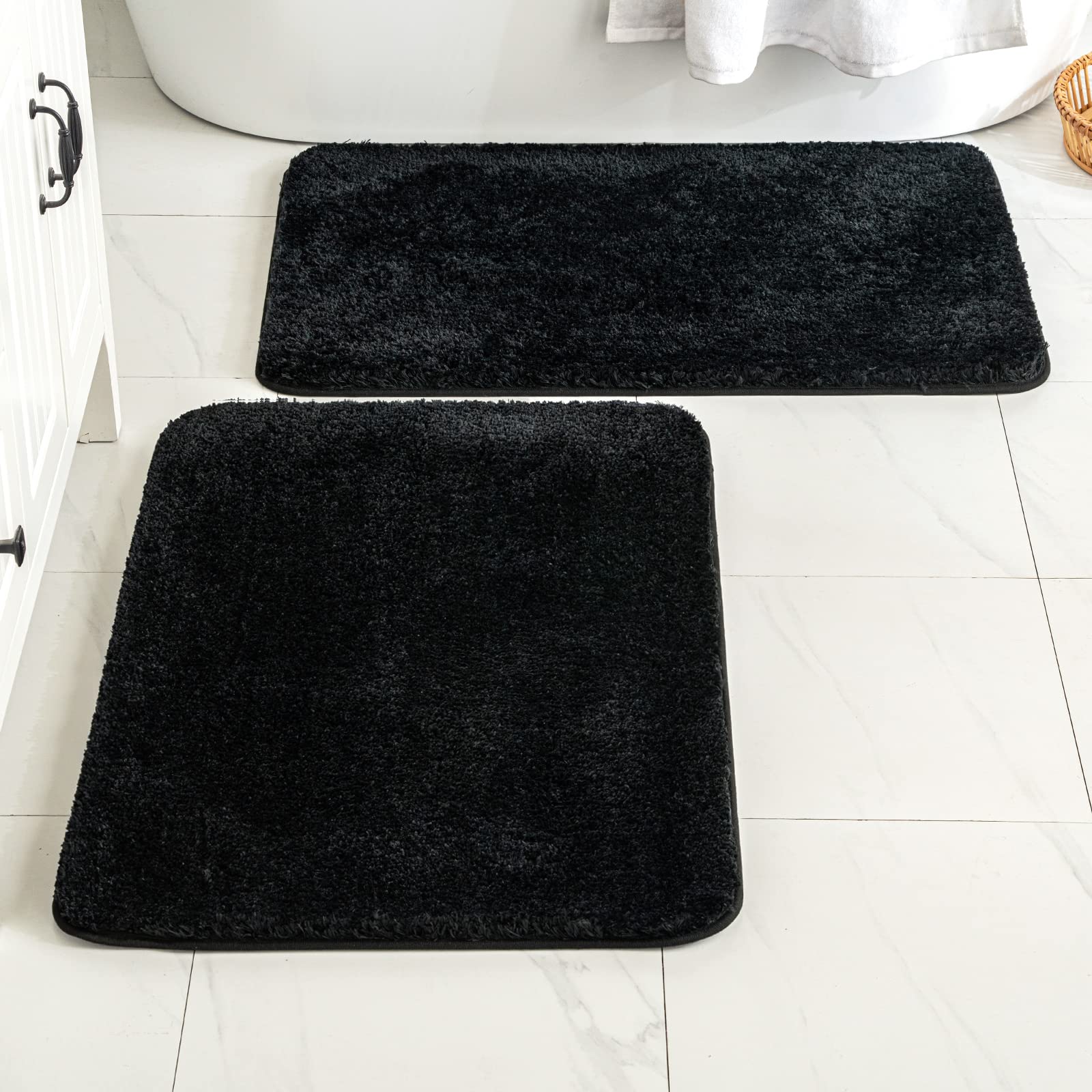 Amazon.com: MIULEE Black Bathroom Rugs Set 2 Piece, Non Slip Bath Mat ...