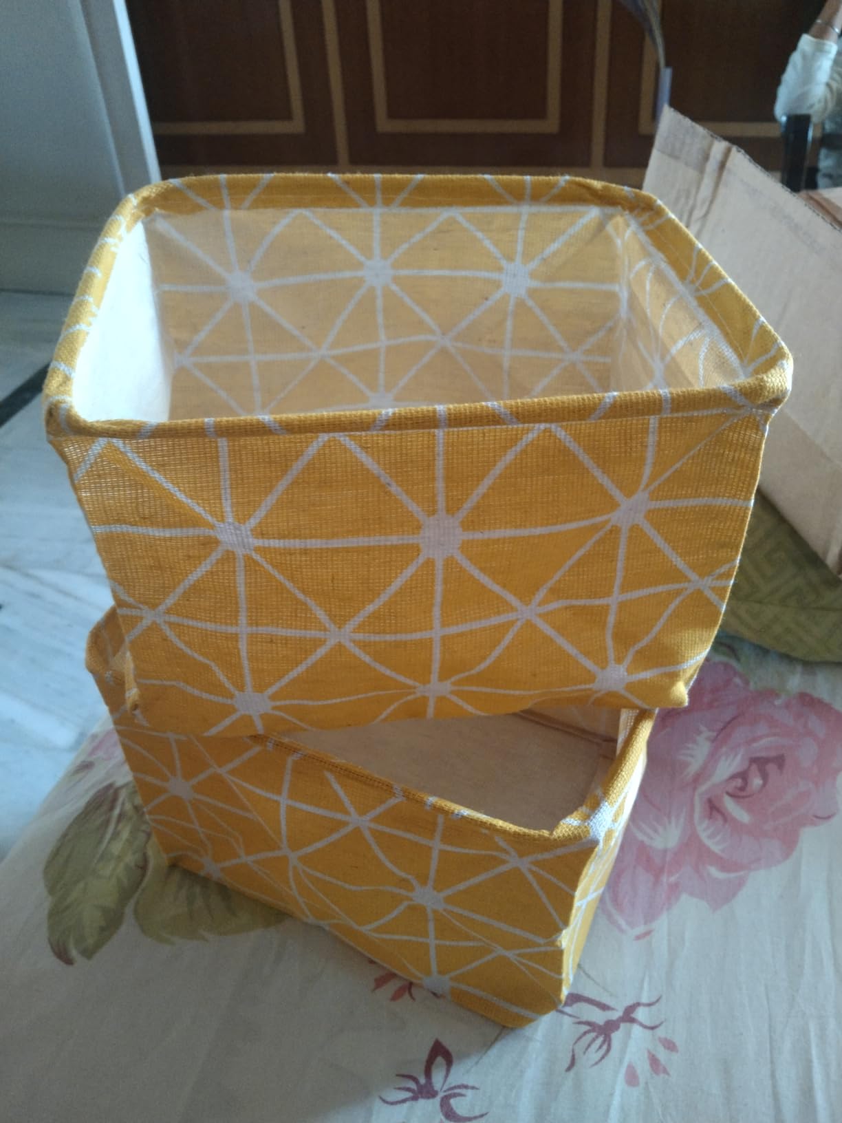 LIMBANI BROTHERS (Pack of 2) Foldable Canvas Fabric Storage Baskets ...