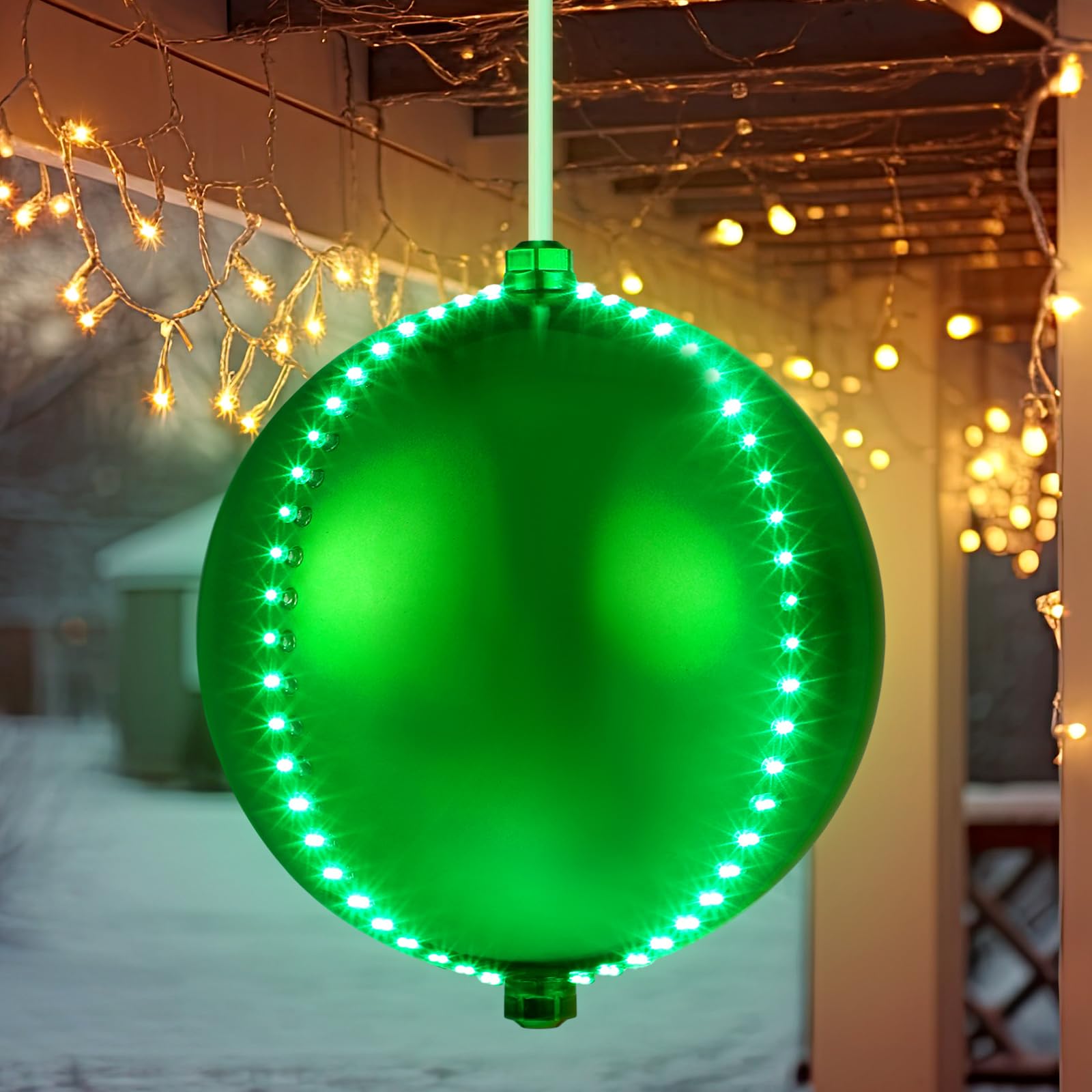 Christmas Balls Lights Hanging Green Ball Ornament with Chasing 100 LED ...