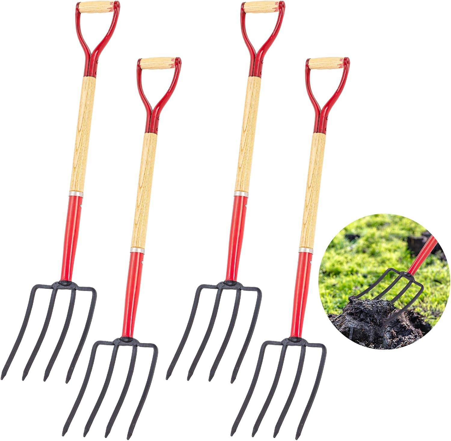Amazon.com : Leriton 4 Pcs 4 Tine Spading Digging Fork Garden Digging ...