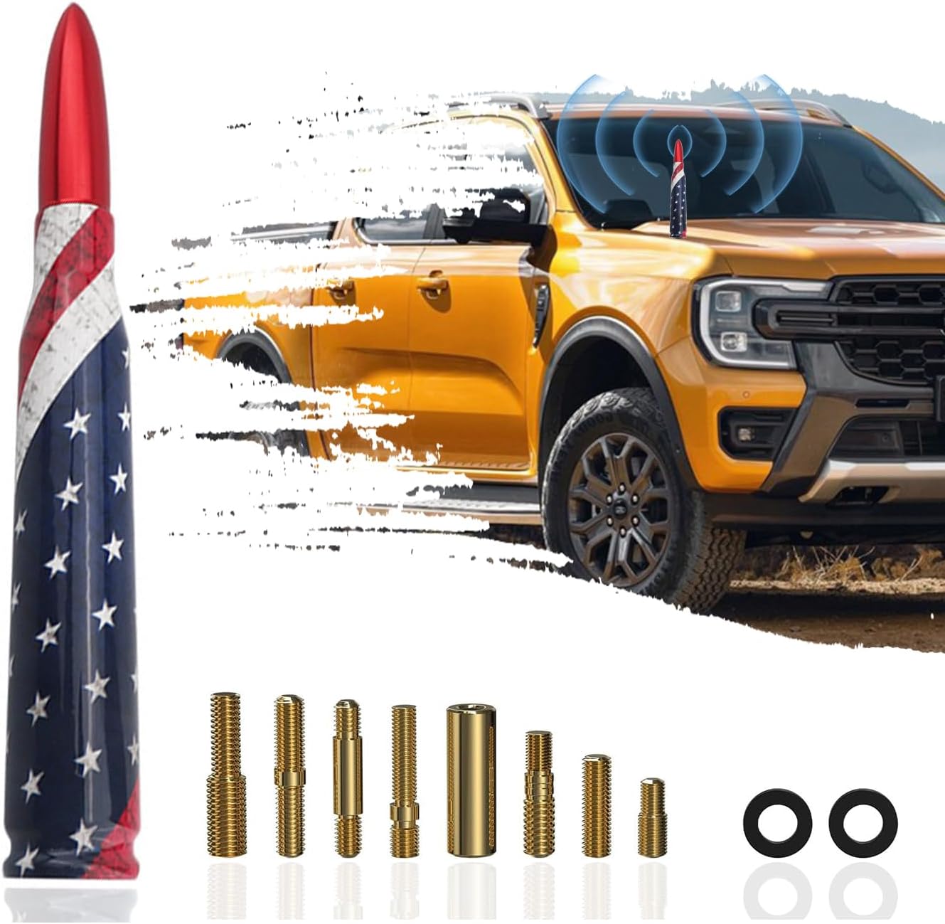 Amazon.com: Car Truck Bullet Antenna with American Flag Design for Ford ...