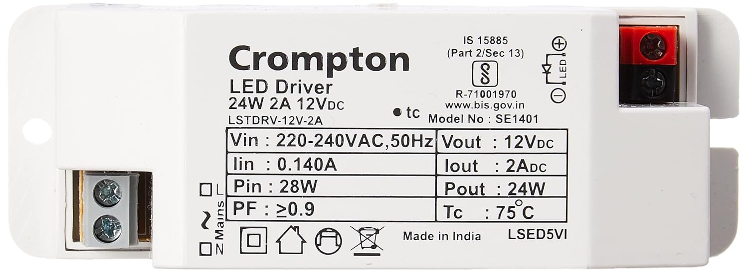 Buy Crompton 24W 2A LED Strip Light Driver (Pack of 10) Online at Low ...