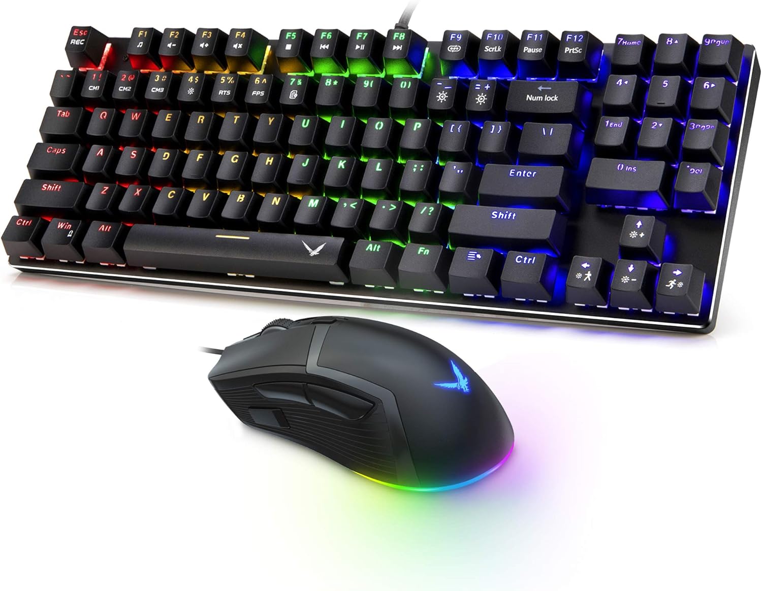TopMate KM12 Mechanical Gaming Keyboard and Mouse Combo Wired, 89 Keys ...