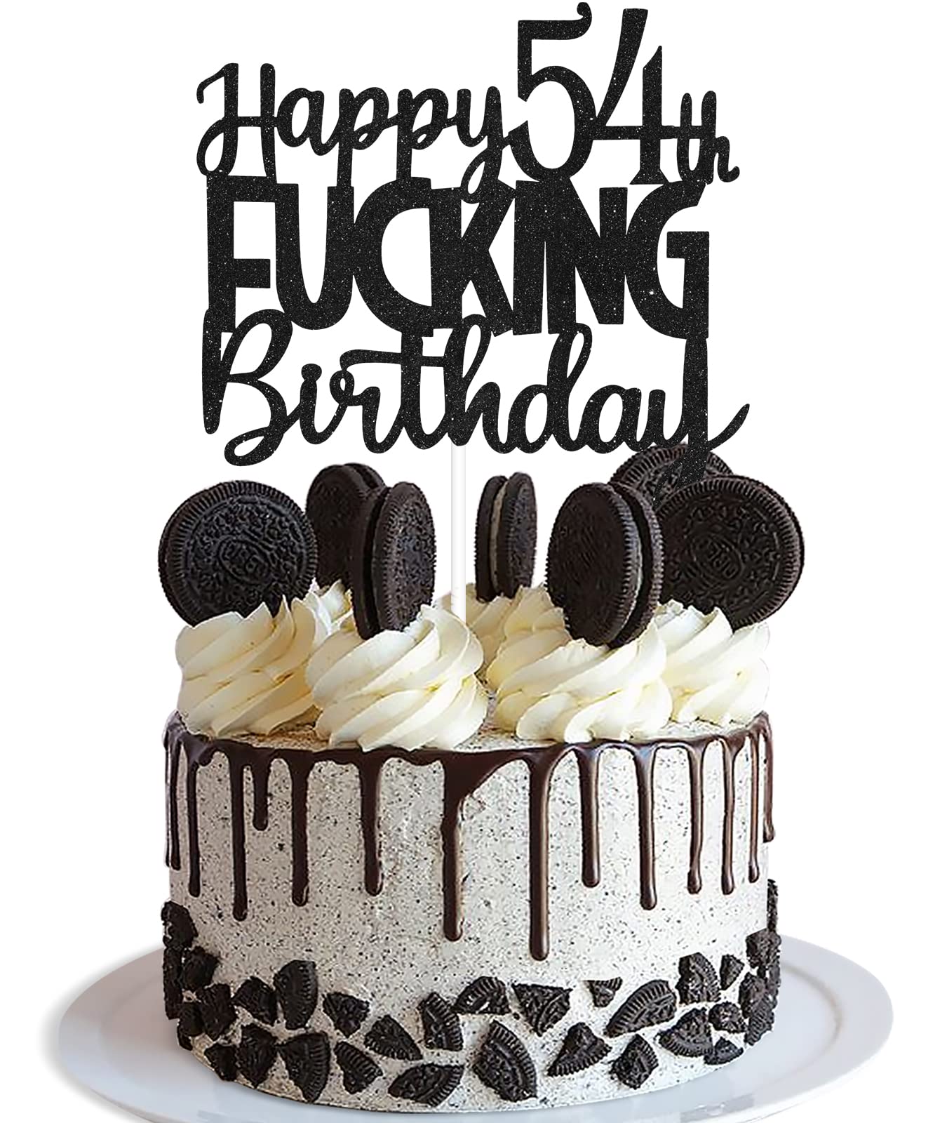 Amazon.com: Happy 54th Fuxking Birthday Cake Topper - Funny Black ...
