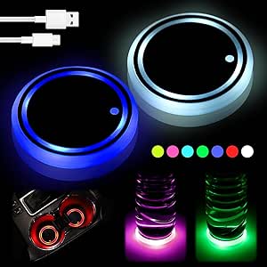 JIZZU LED Car Coasters,2Pcs Cup Holder Lights for All Models USB ...