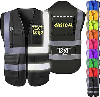Amazon.com: Custom Safety Vest for Men Personalized High Visibility ...