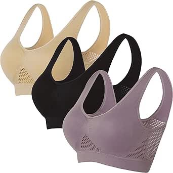 Amazon.com: 3 Pack Wireless Everyday Bra for Women Breathable ...