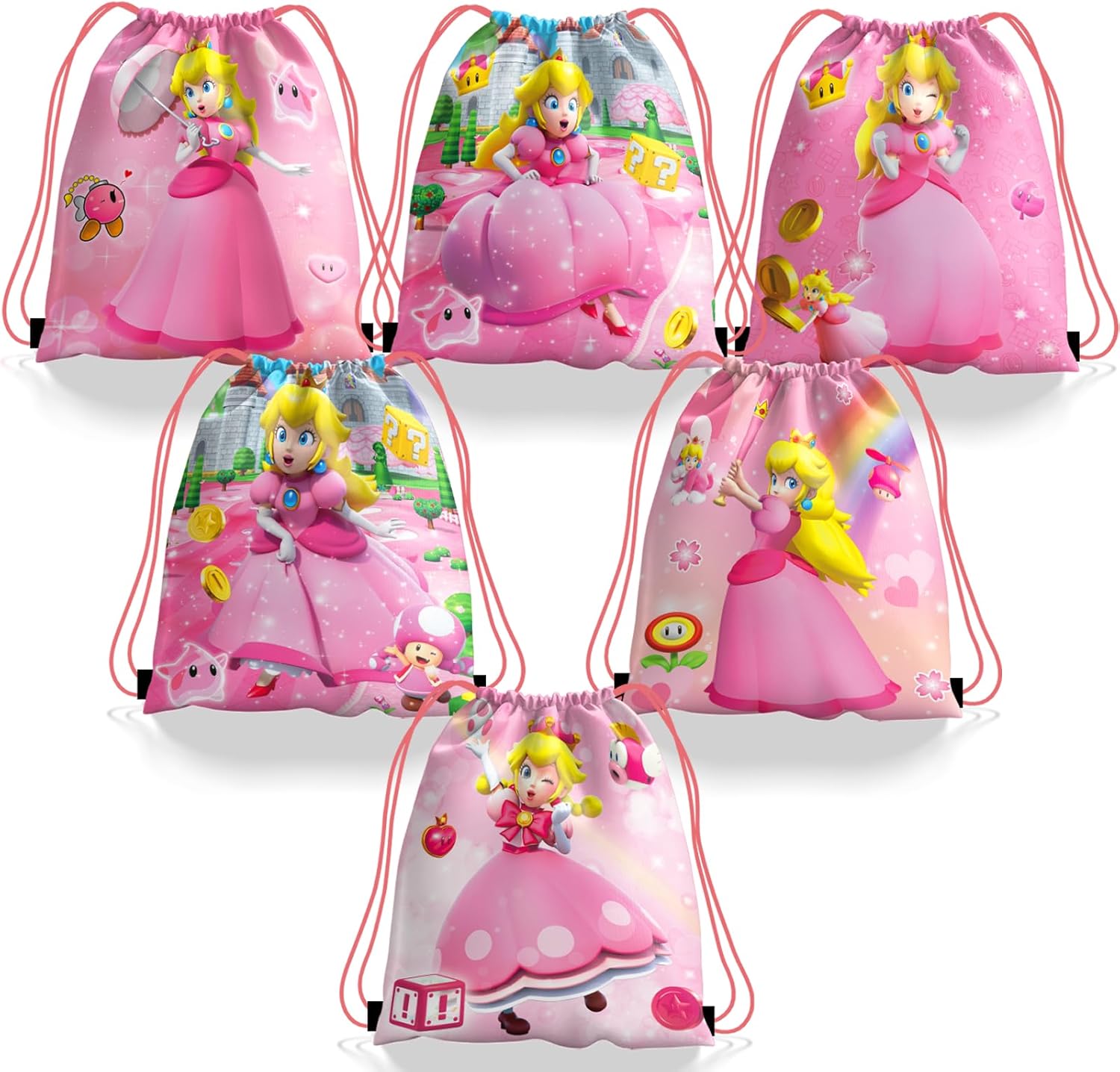Amazon.com: Edjose 12 Pieces Super Bros Princess Candy Drawstring Bag ...