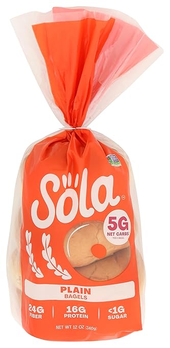 Amazon.com: The Sola Company Plain Bagels, 12 OZ : Grocery & Gourmet Food