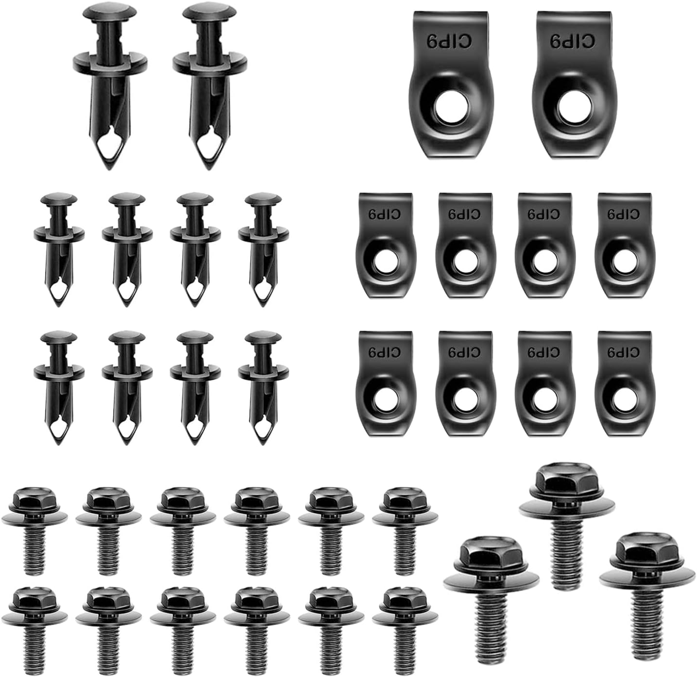 Amazon.com: Flygun 35 PCS Car Engine Splash Shield Guard Bolts Clips ...