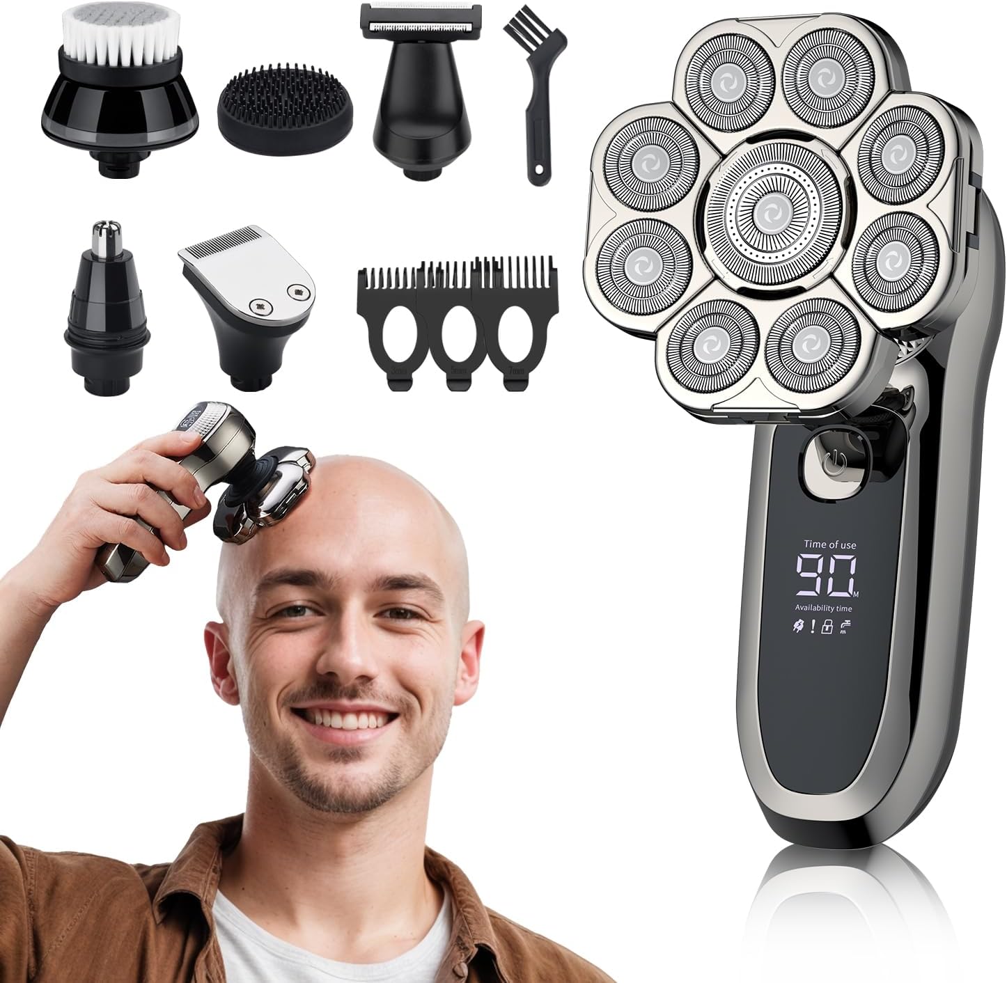 9 Floating Heads Detachable Head Shavers,6 in 1 Electric Razor IPX6 ...