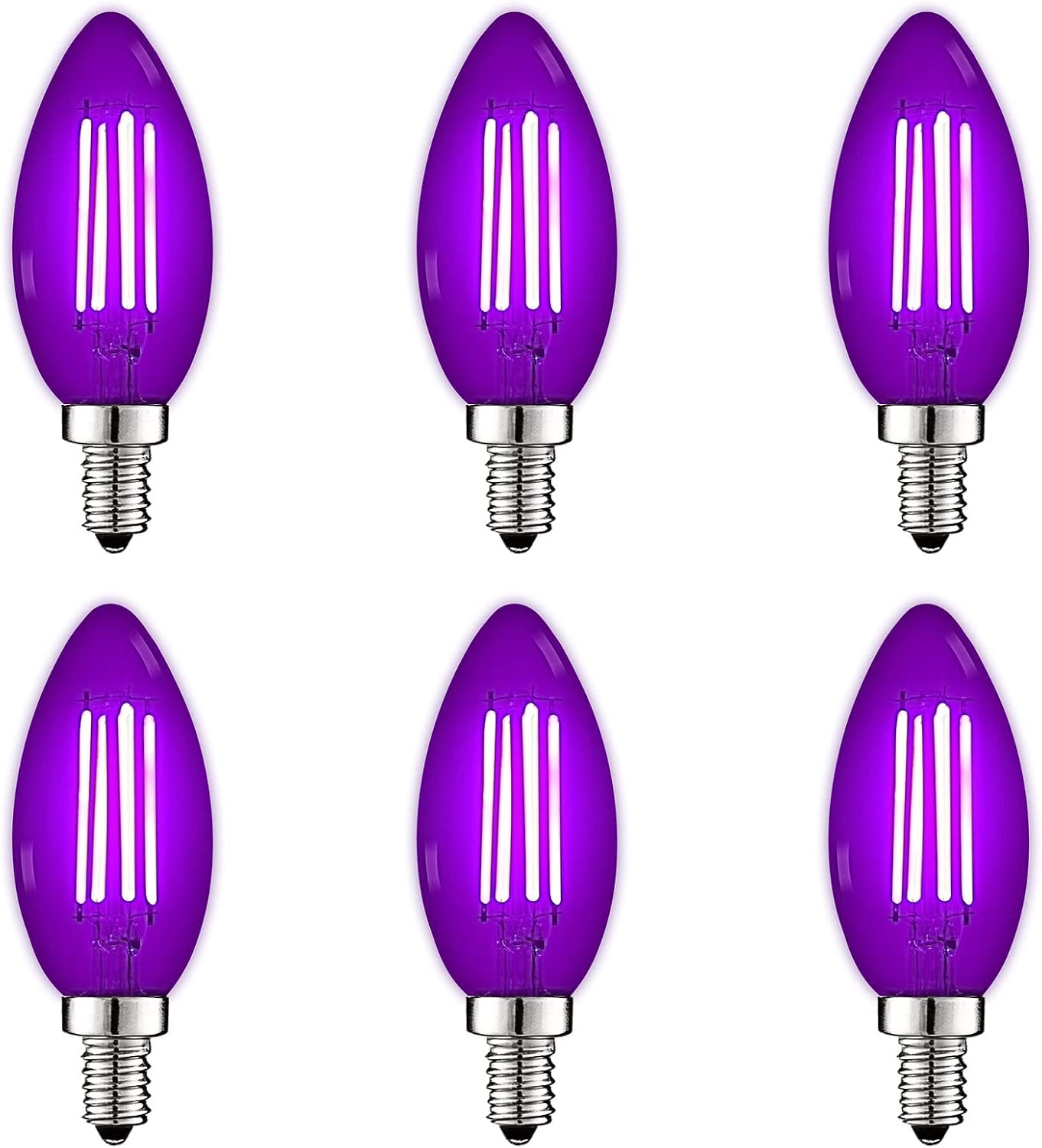 Luxrite E12 LED Filament Purple Light Bulbs, 4.5W (40W Equivalent ...
