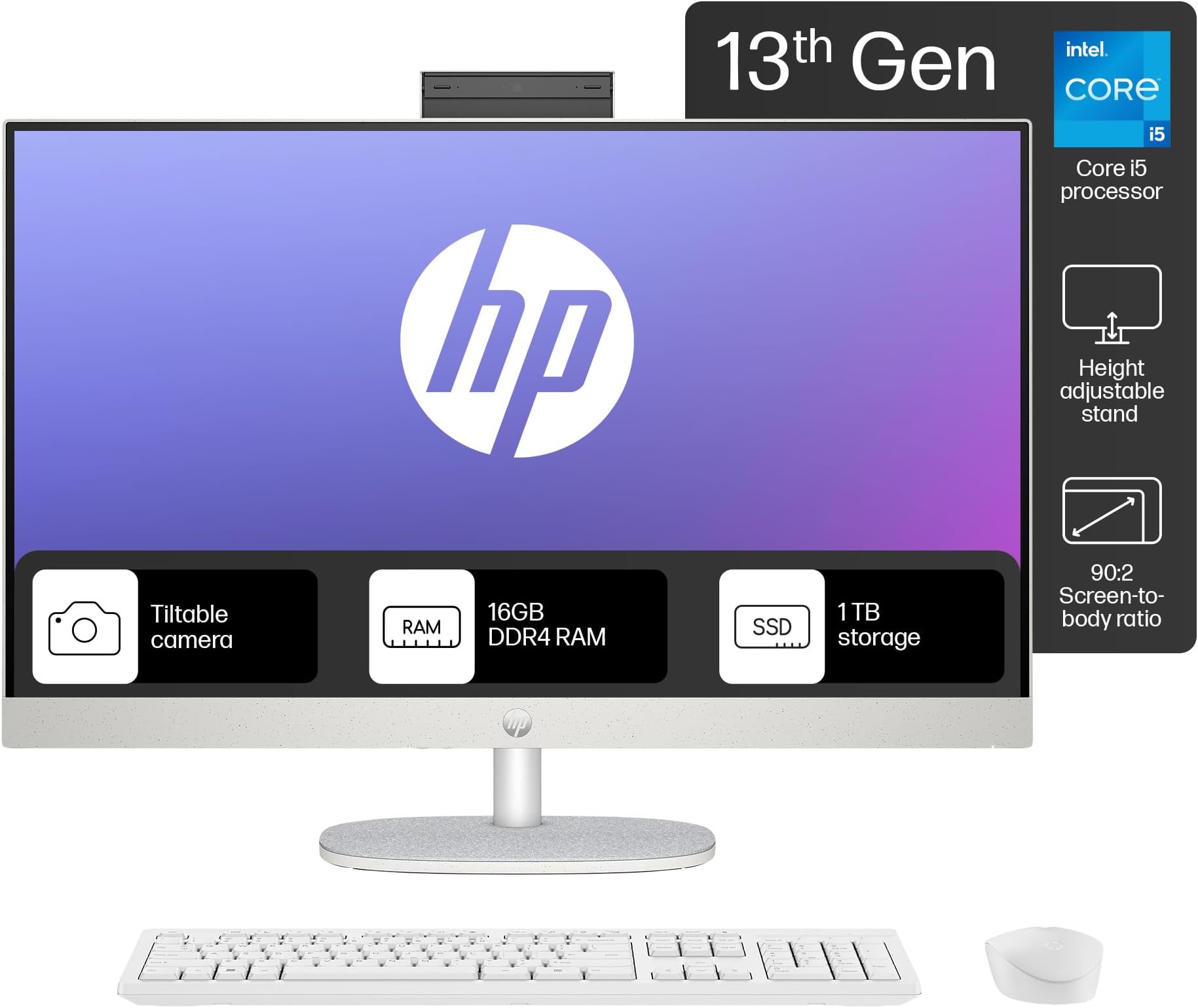 HP All-in-One PC 13th Gen Intel Core i5 27" (68.6cm) FHD 16GB RAM, 1TB ...
