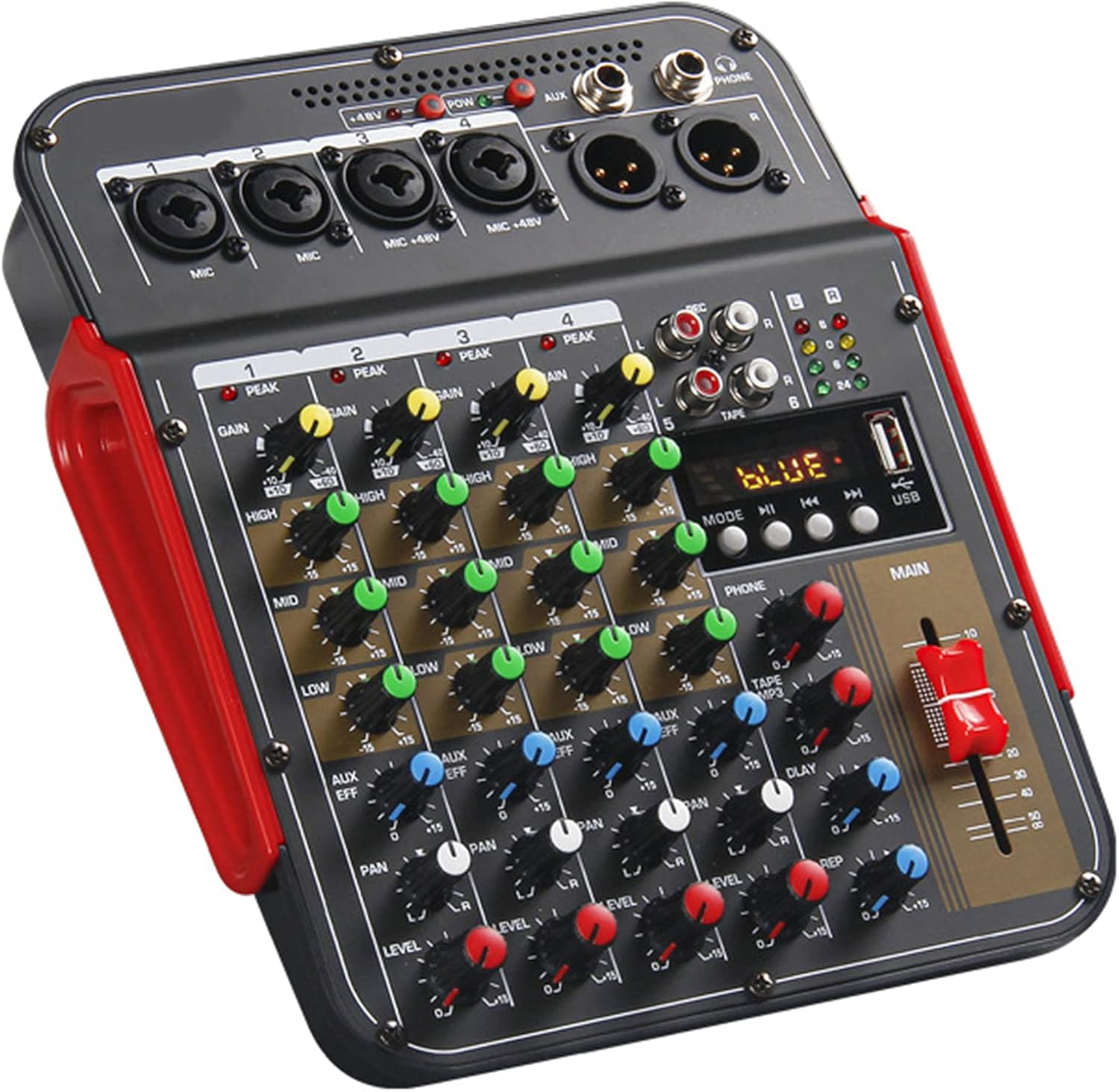 BFGWEI Sound Mixer Board, 4-Channel Sound Mixer AUX Effect Console DJ ...