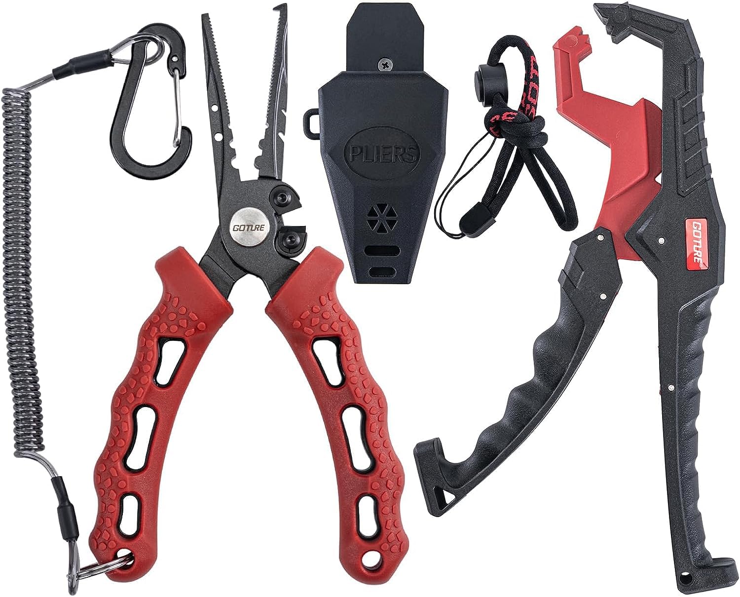 Goture 7" Saltwater Fishing Pliers & Fish Lip Gripper, Stainless Steel ...