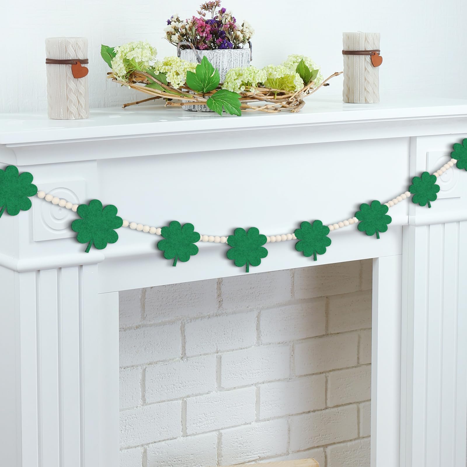 Amazon.com: St. Patrick Day Wood Bead Garland St. Patrick Day Shamrock ...