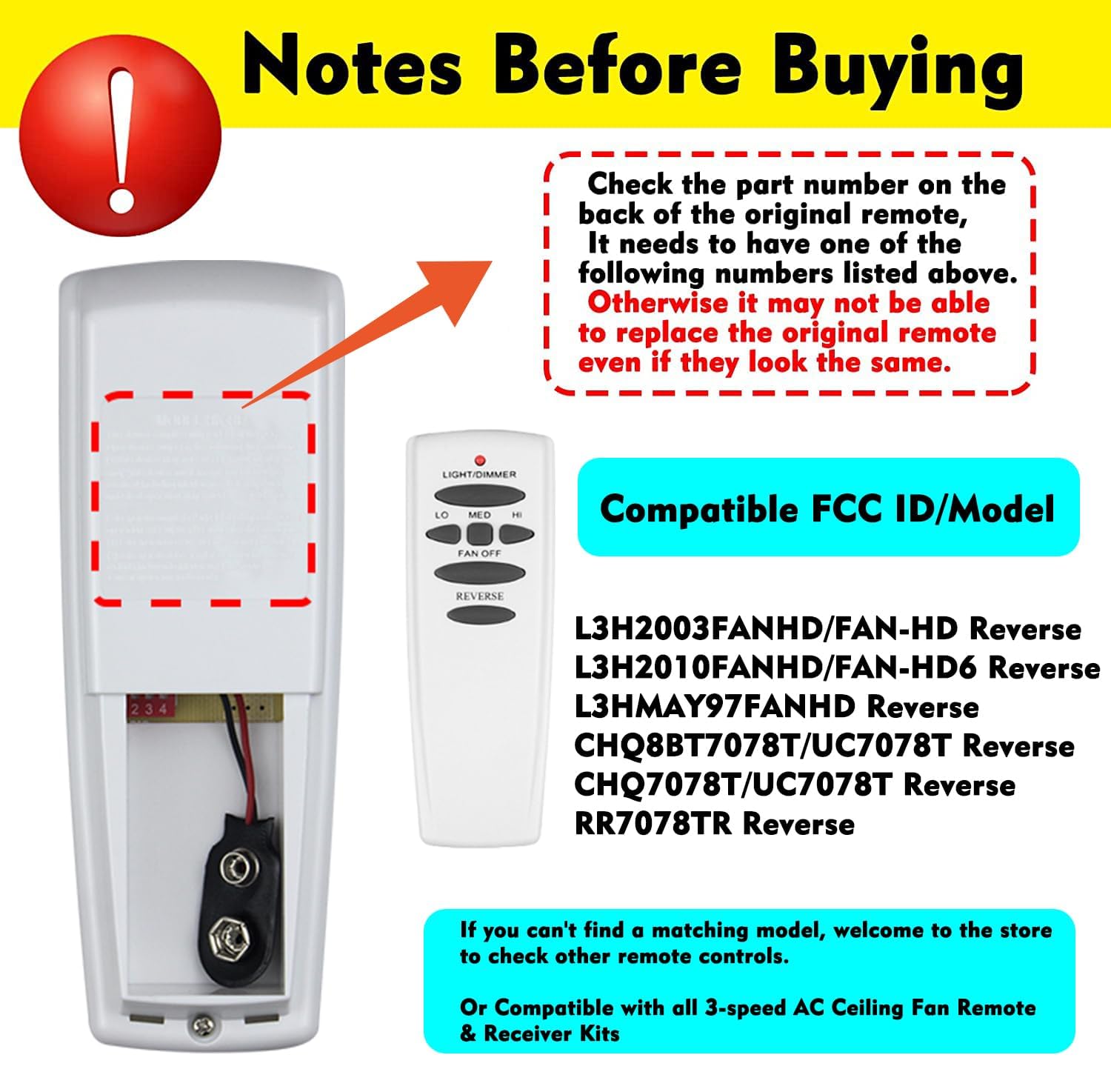 Reverse Ceiling Fan Remote Control Kit
