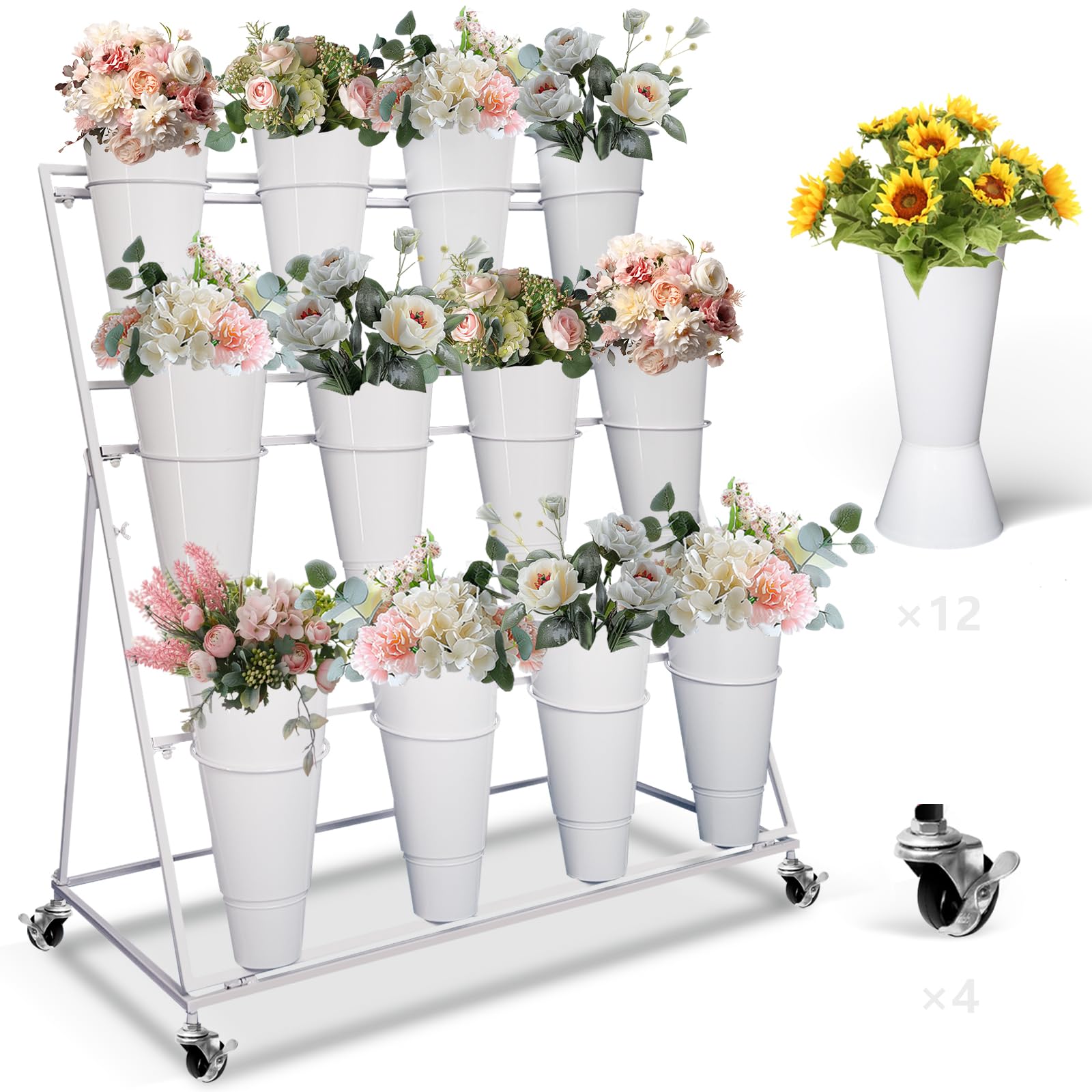 Amazon.com: CATWEST.art Flower Display Stand with 12 Buckets, 3 Layers ...