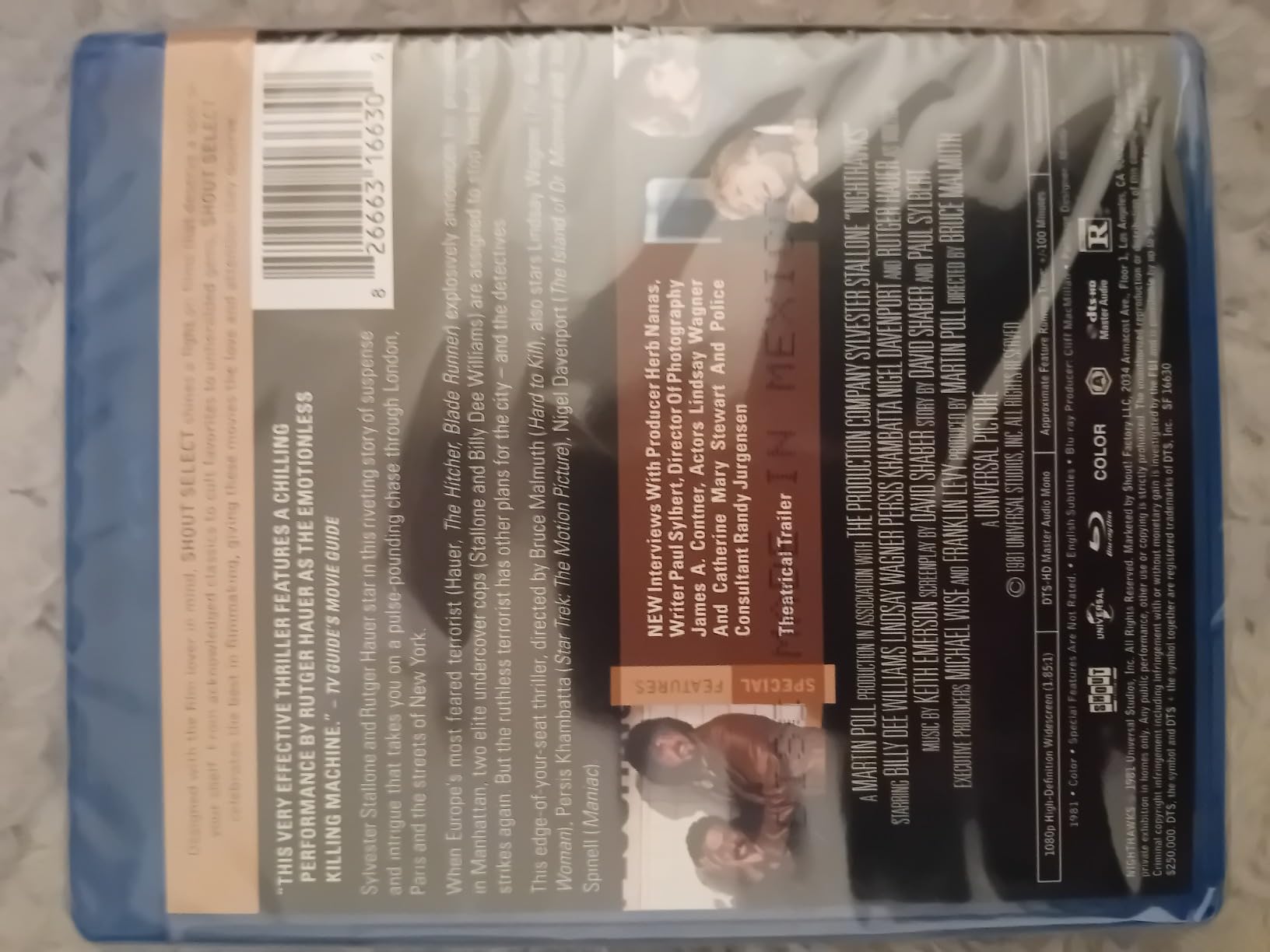 Nighthawks [VHS] : Sylvester Stallone, Billy Dee Williams, Rutger Hauer ...