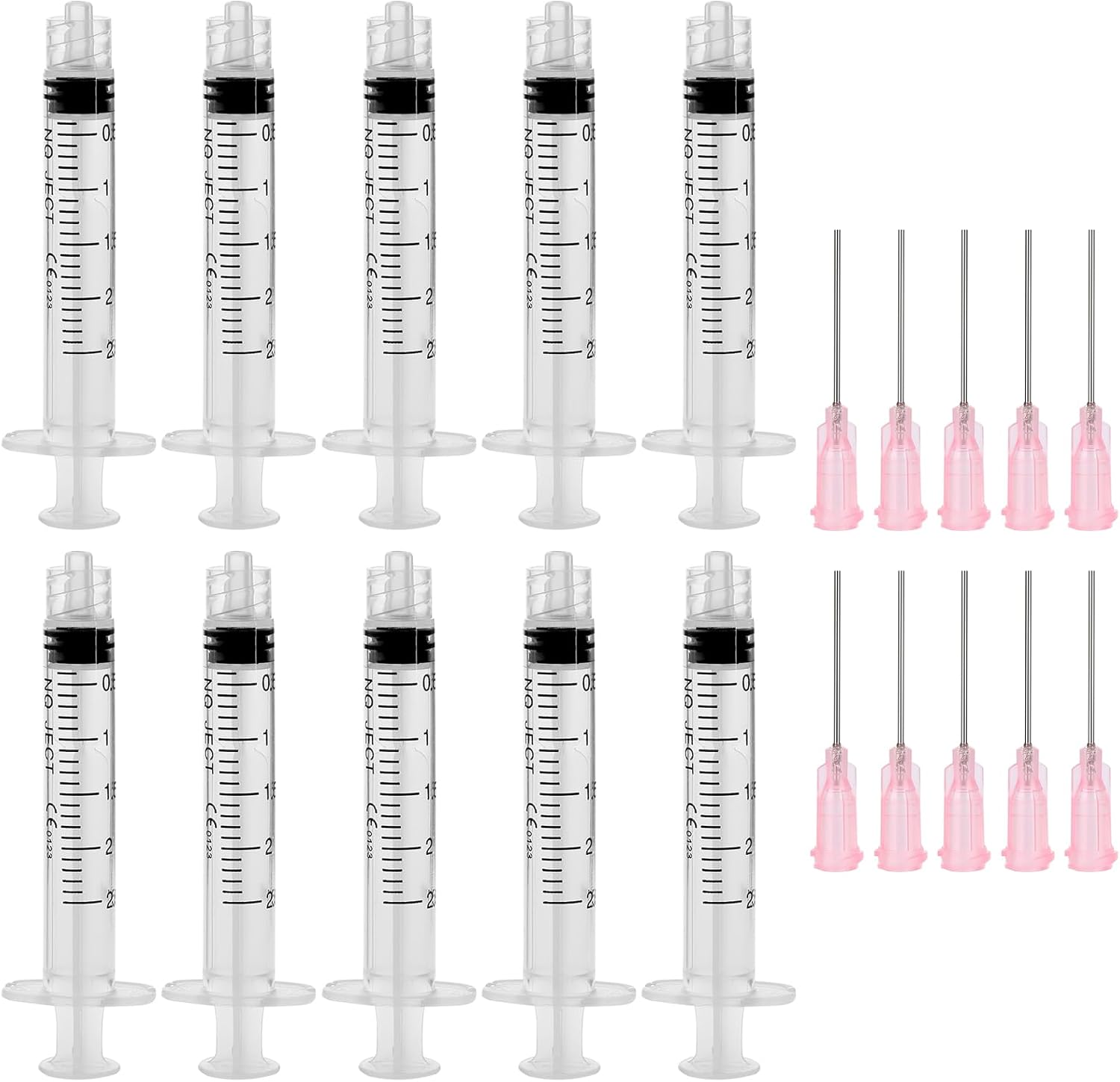 2ML Syringes with 20G Blunt Tip Needles, 10Pcs Shot Syringes for ...
