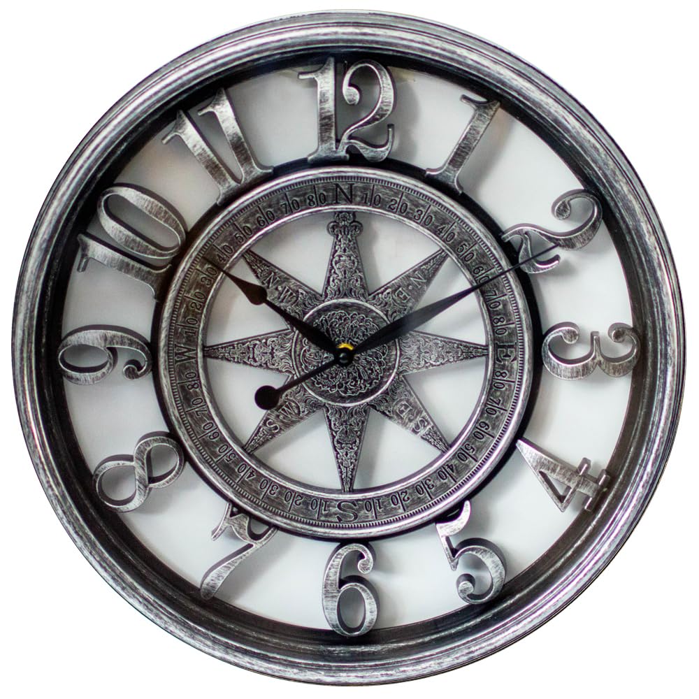 Amazon.com: VACVOIIVCE 18 Inch Big Wall Clock, Battery Powered Silver ...