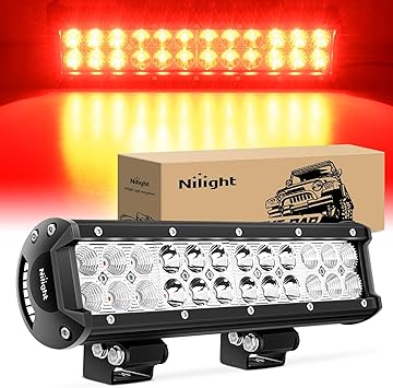 Amazon.com: Nilight LED Light Bar 12 Inch 72W Spot Flood Combo Red Beam ...
